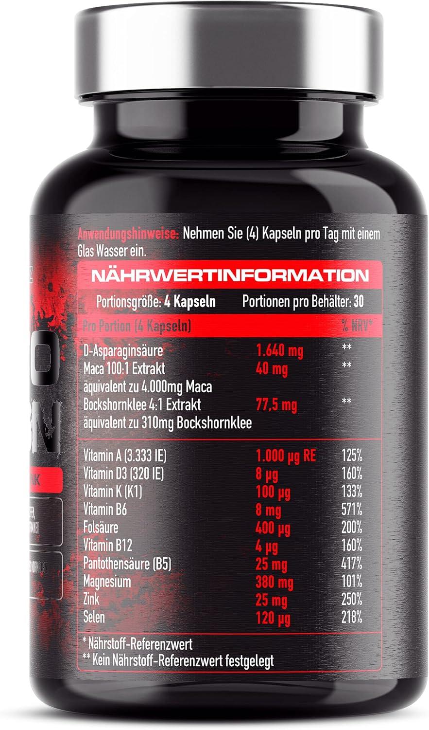 Testo Demon for Men - High-Dose Zinc Amino Acids Maca & D-Aspartic Acid ...