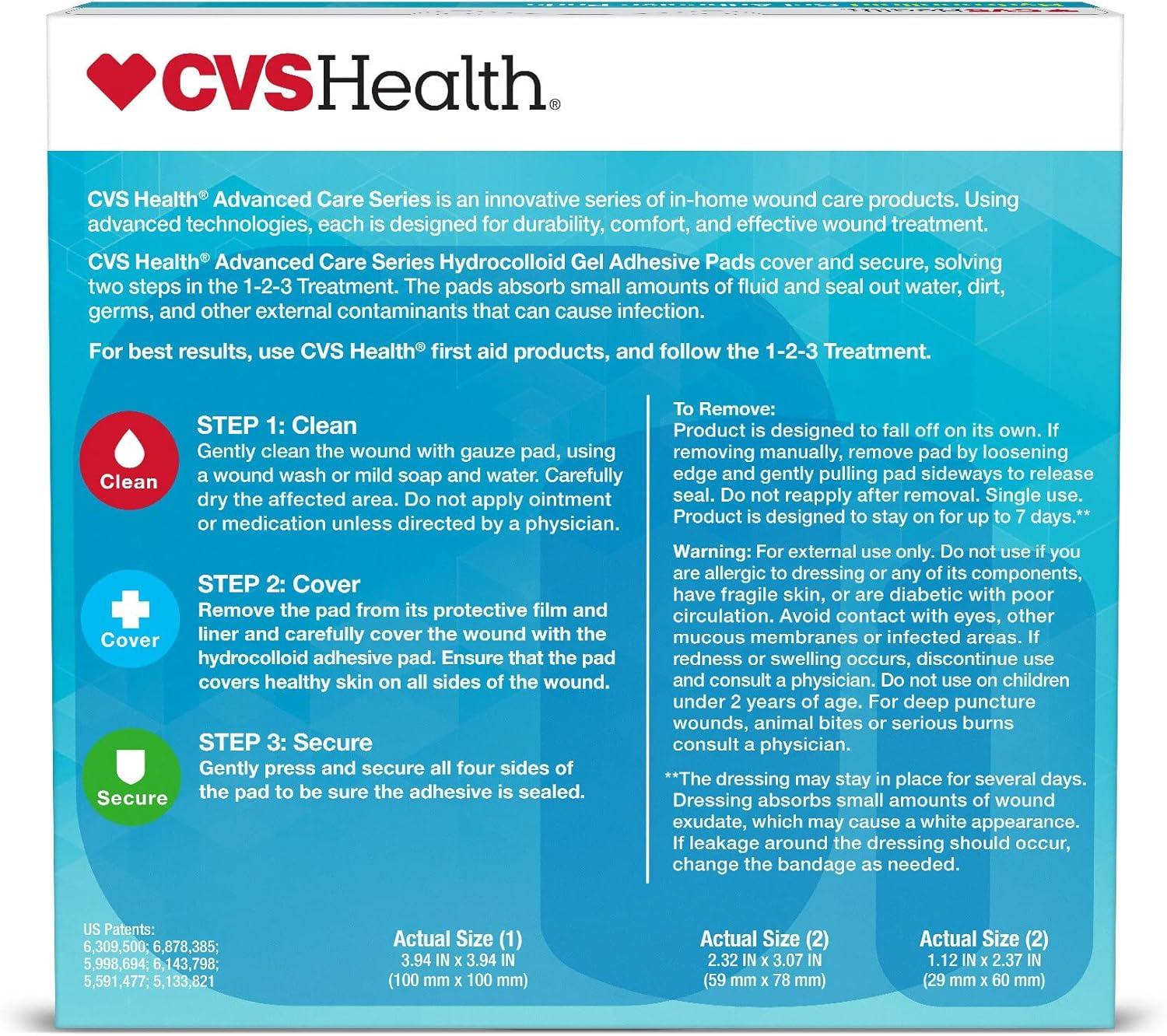 CVS Health Hydrocolloid Gel Adhesive Pads - 5 Assorted Sizes for Fast ...