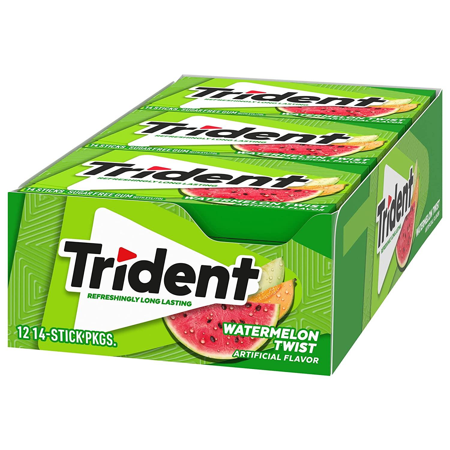 Trident Watermelon Twist Sugar-Free Gum - 12 Packs, 14 Count per Pack | Buy Now with Express ...