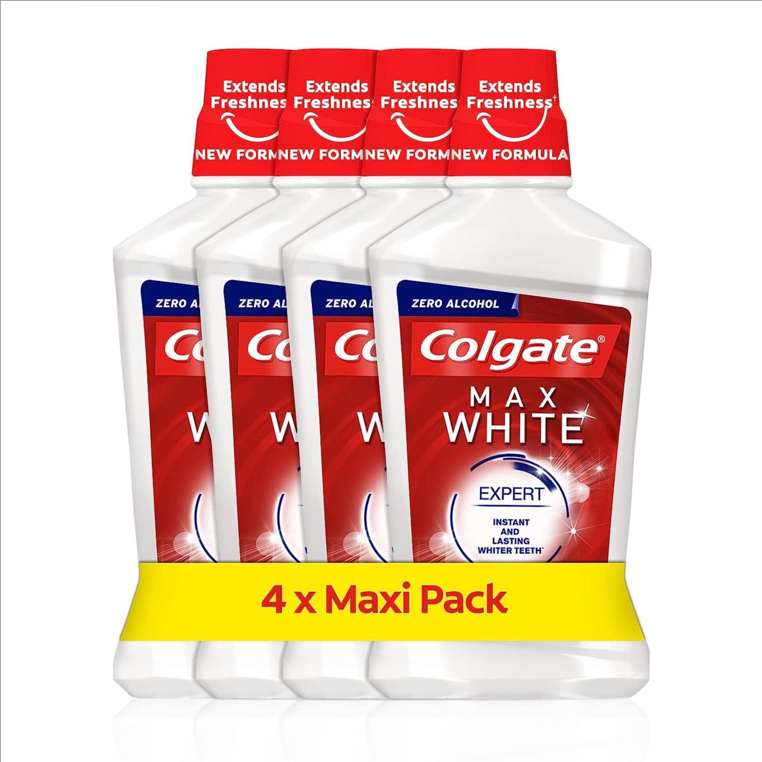 Colgate Max White Expert Mouthwash 4x500ml | Alcohol Free | Clinically ...