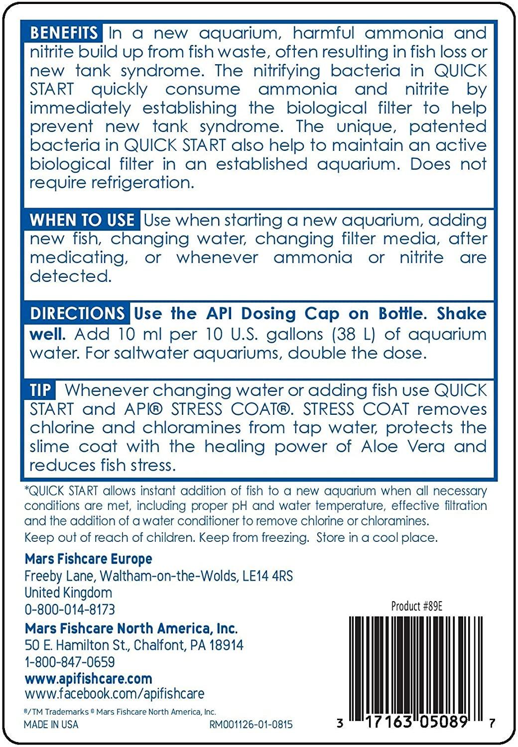 API Quick Start Nitrifying Bacteria 16oz - Freshwater & Saltwater Aquarium Treatment | Buy Now ...