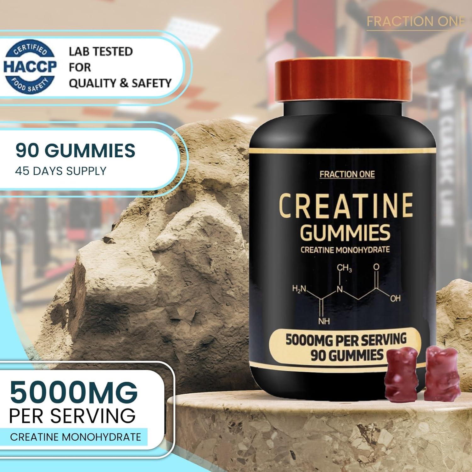 Creatine Monohydrate Gummies 5000mg - 90 Chewable Vegan Chews - Berry ...