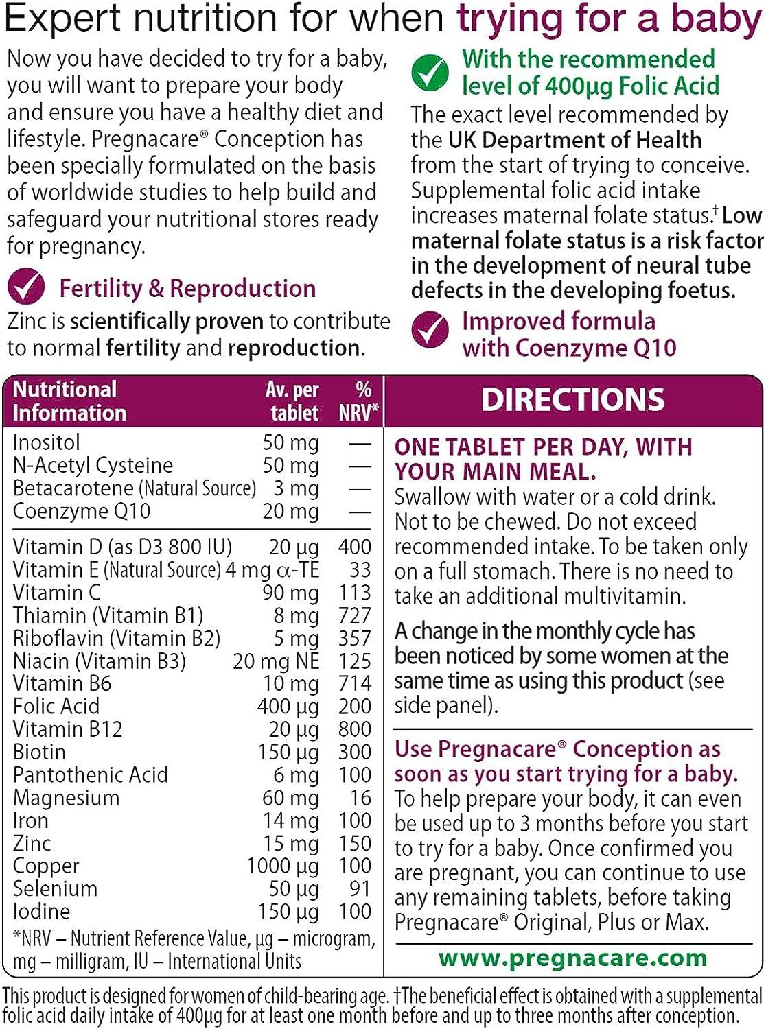 Pregnacare Before Conception 30 Tablets by Vitabiotics - Pre-Pregnancy ...