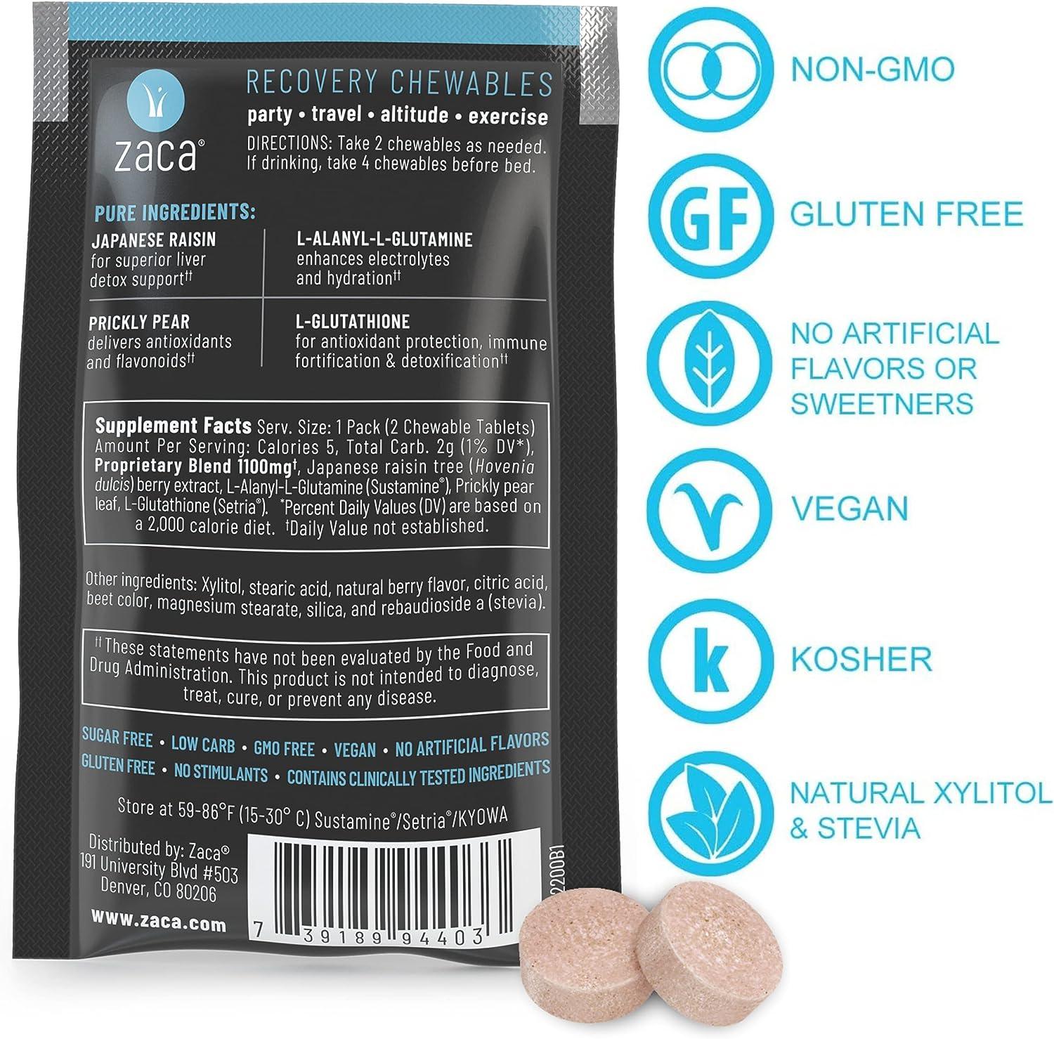 Zaca Recovery Chewable Supplement - Hydration + Recovery for Party ...