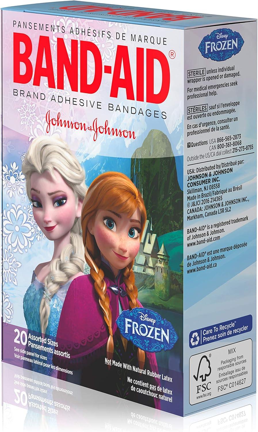 Band-Aid Disney Frozen Adhesive Bandages - 20 Count Assorted Sizes ...