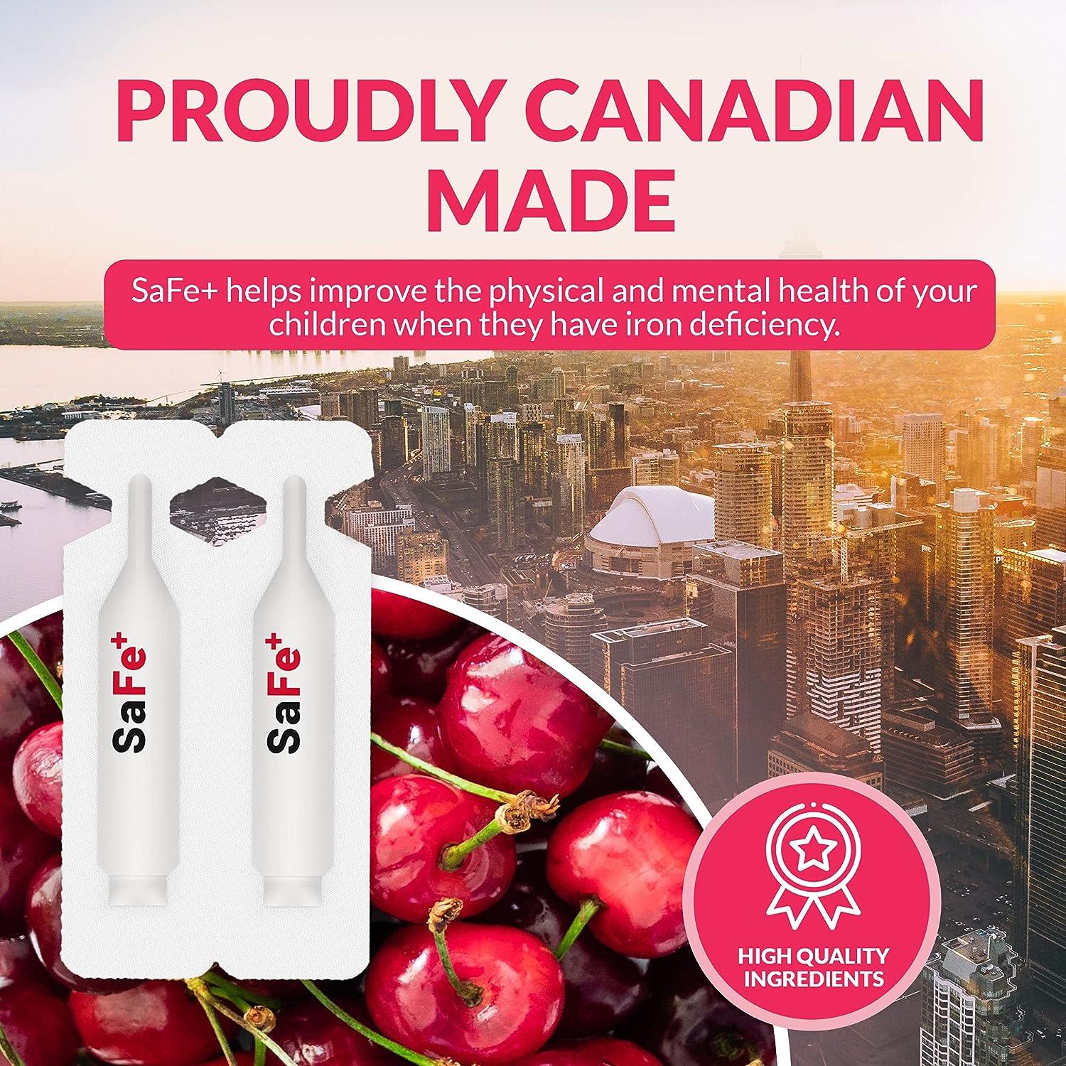 SaFe+ Liquid Iron for Children - 20mg/2mL Cherry Flavor - 30 Unit-Doses ...