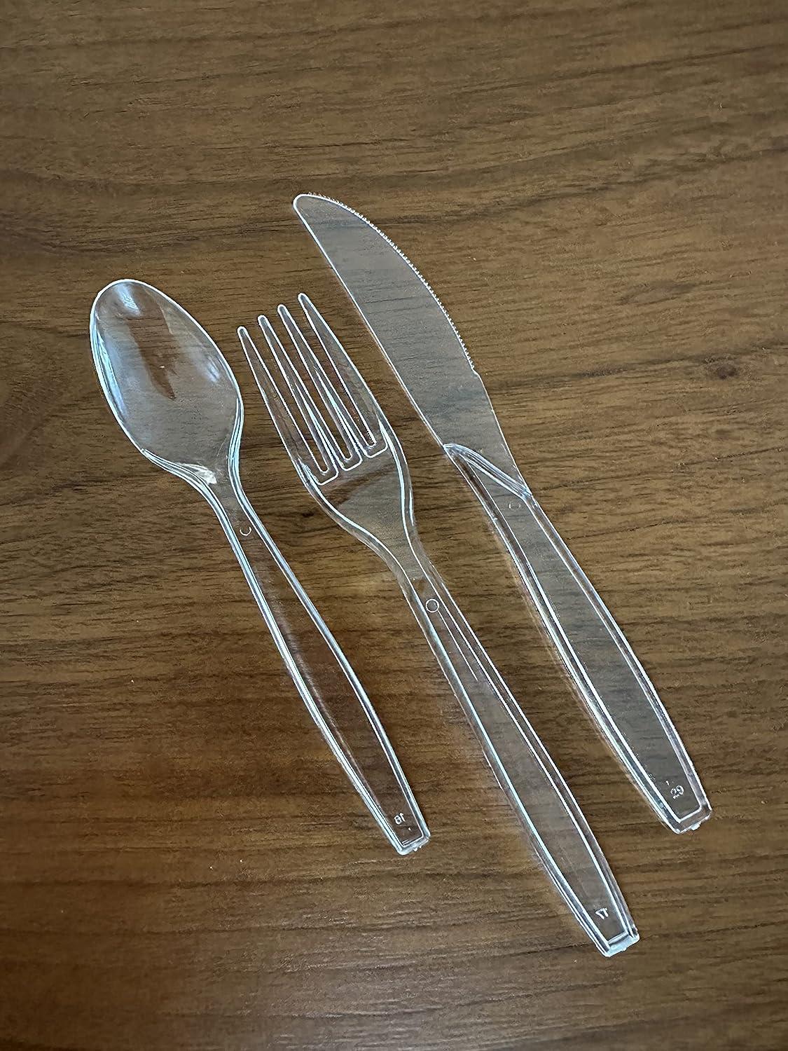 400 Piece Heavy Duty Clear Plastic Cutlery Set - Disposable Forks ...