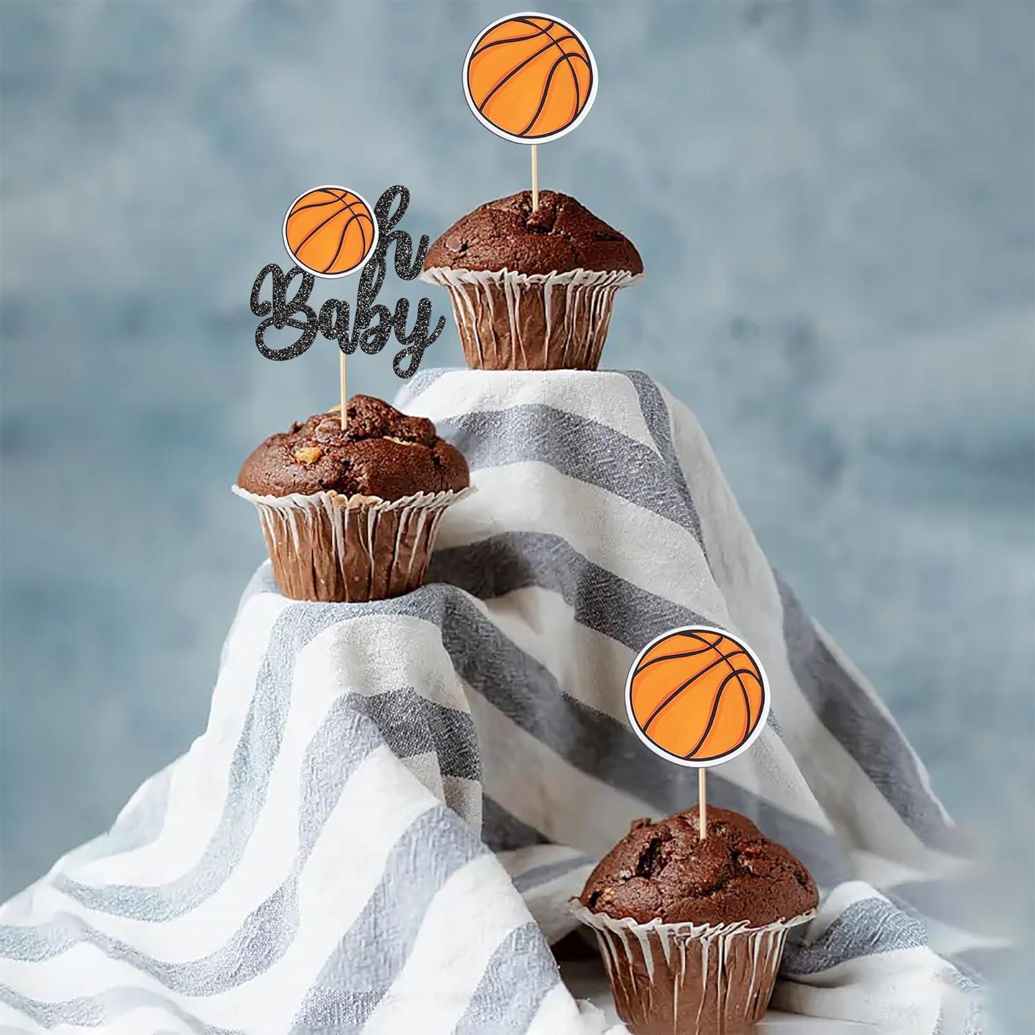 Rsstarxi 36 Pack Basketball Oh Baby Cupcake Toppers Basketball Baby ...