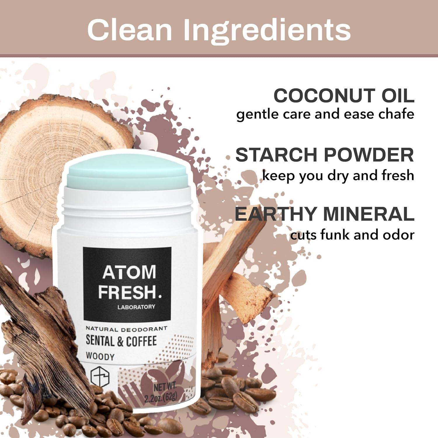 Atom Fresh Natural Deodorant | 2.3 Oz Solid Stick | Aluminum & Baking ...