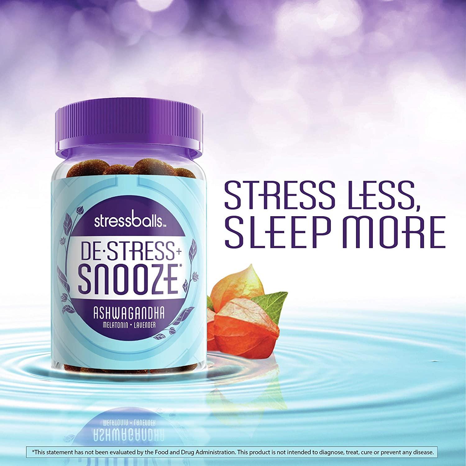 De-Stress + Snooze Ashwagandha Gummies with Melatonin and Lavender - 46 ...