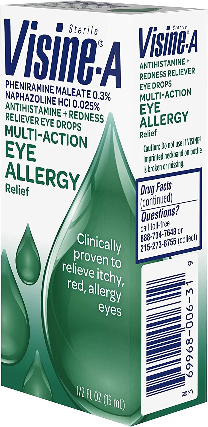 Visine-A Antihistamine Red Eyes Multi-Action Allergy Relief Eye Drops 0 ...