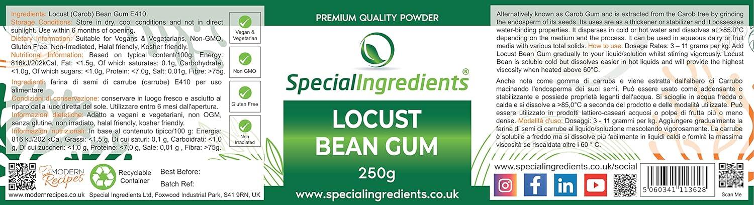 Premium Quality Locust Bean Gum Powder 250g - Vegan & Non-GMO - Gluten ...