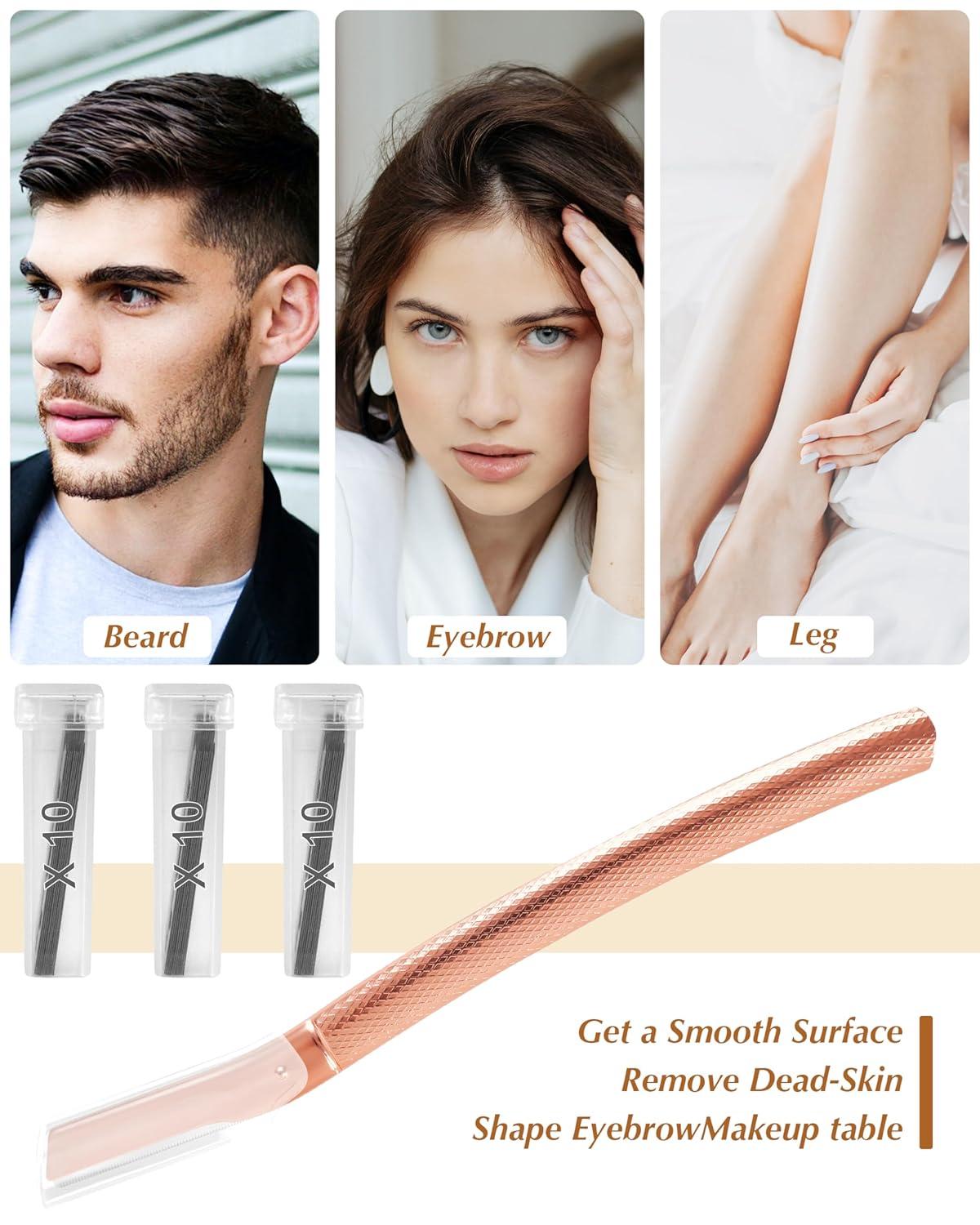 Professional Dermaplane Razor for Face | 30 Blade Refills | Eyebrow ...