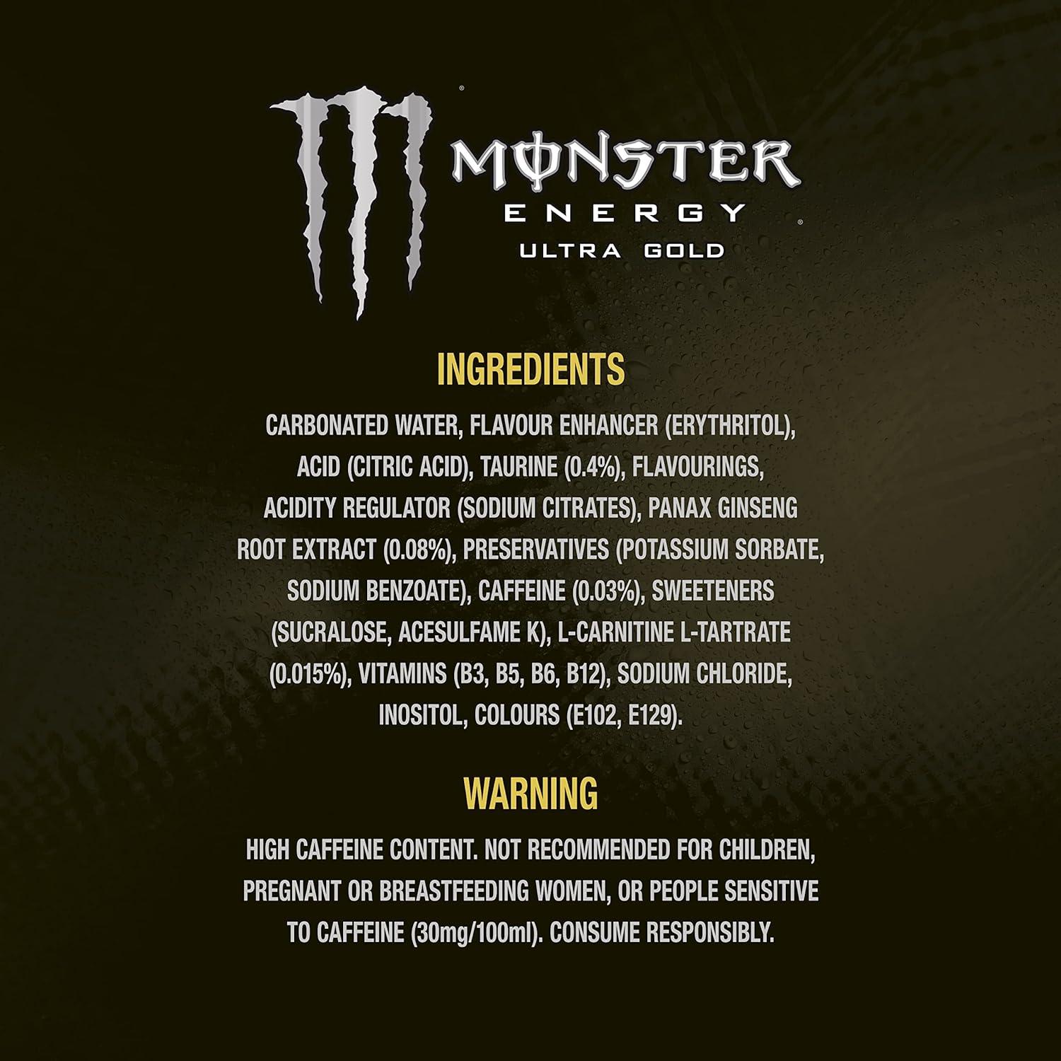 Monster Ultra Gold Energy Drink 4-Pack - Pineapple Flavor 500ml x 4 ...