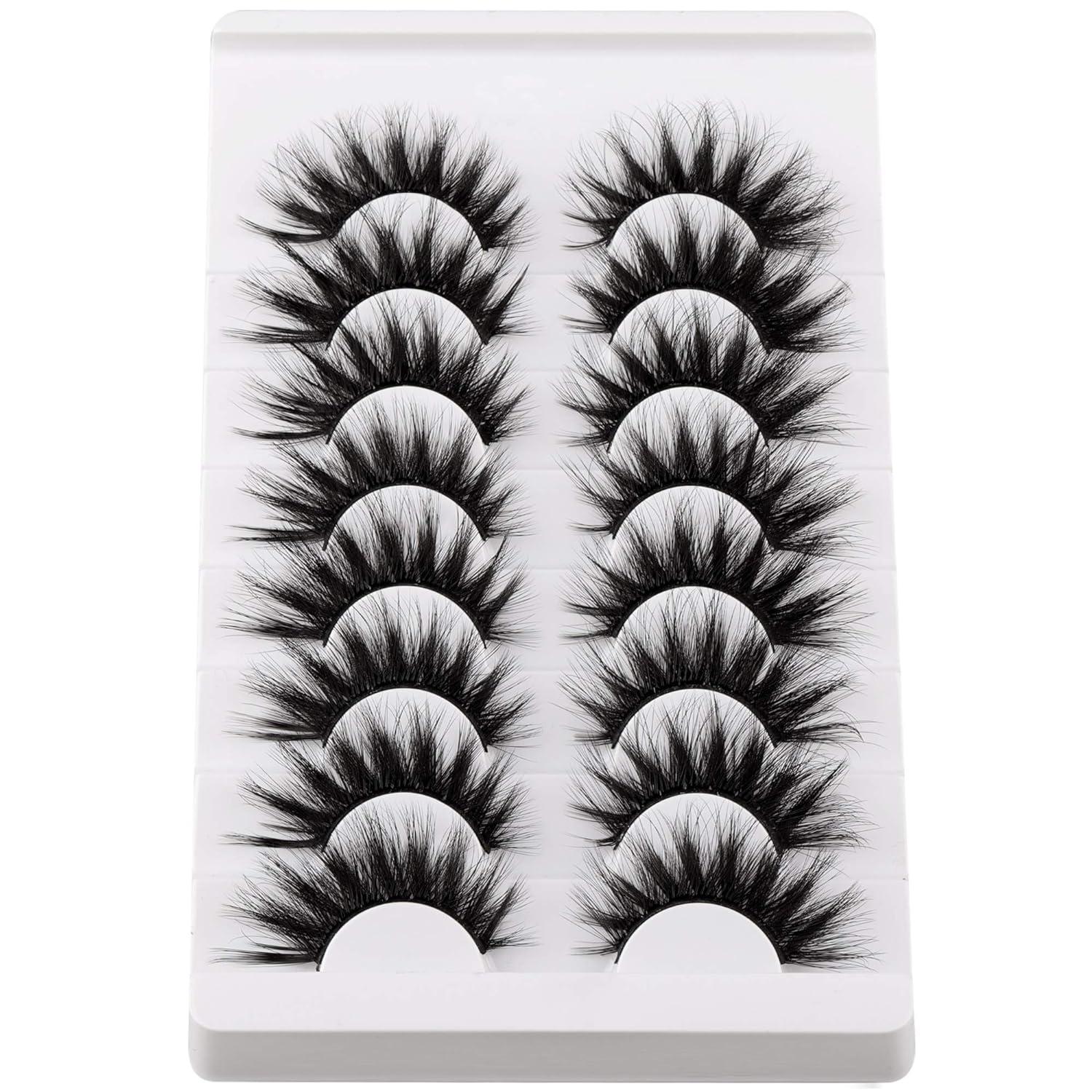 Fanxiton 20MM Cat-Eye False Mink Lashes - 8 Pairs | Fluffy 9D Volume ...