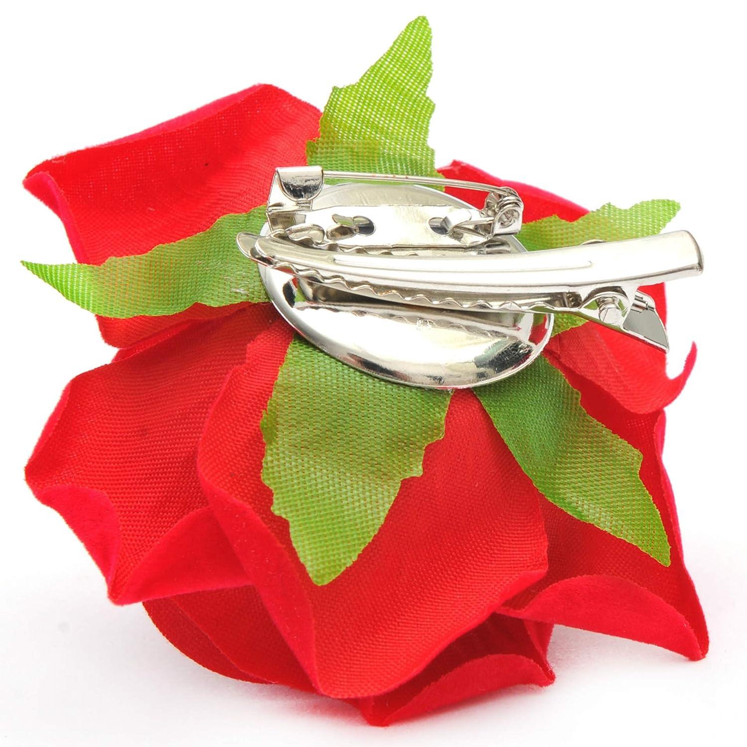 BABEYOND Red Rose Flower Hair Clips - Flamenco Dancer Accessory (6PCS ...