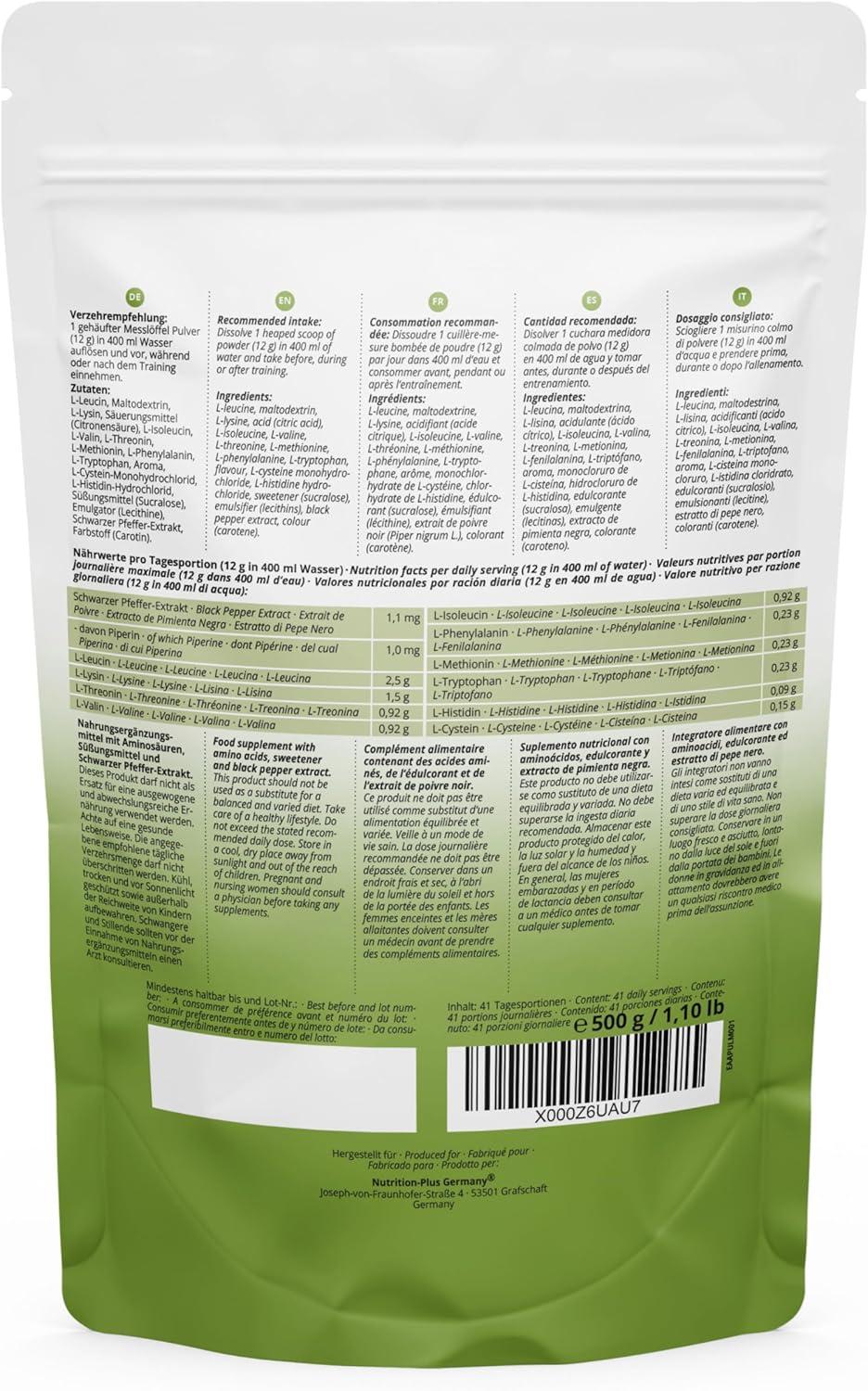 Nutri + Eaas Pulver Vegan 1000g - Essential Amino Acids & BCAA - Mango ...