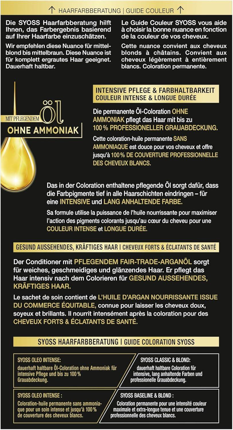 Syoss Oleo Intense 4-50 Cool Natural Brown - Ammonia-Free Permanent ...