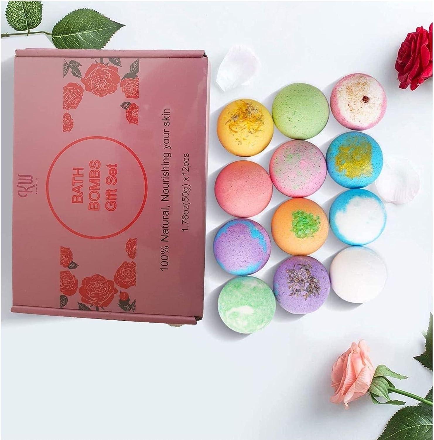 12-Piece Natural Organic Bath Bomb Gift Set with Rich Fizz - Perfect ...