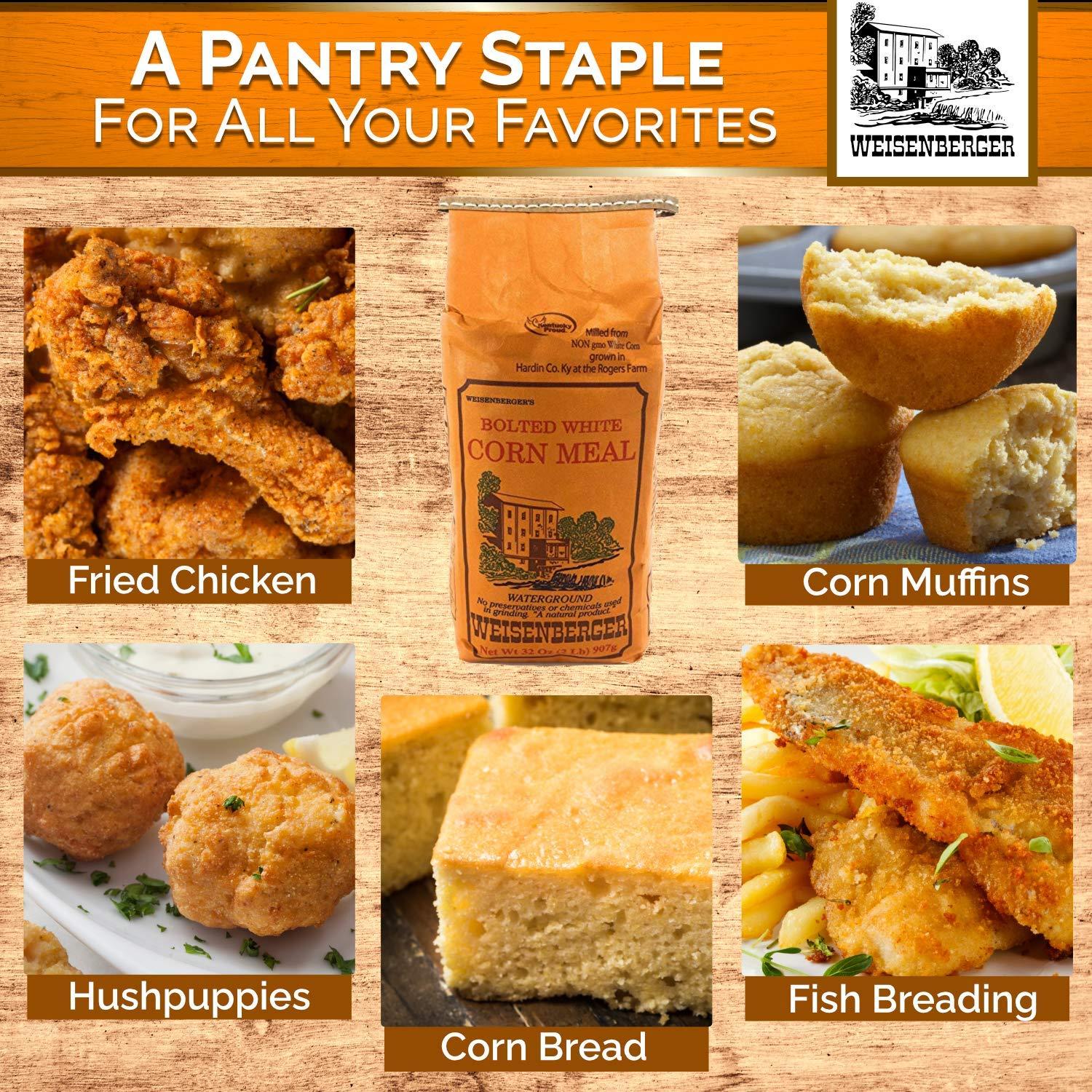 Weisenberger Stone Ground Corn Meal - Fine Bolted White Cornmeal - 2 lb ...