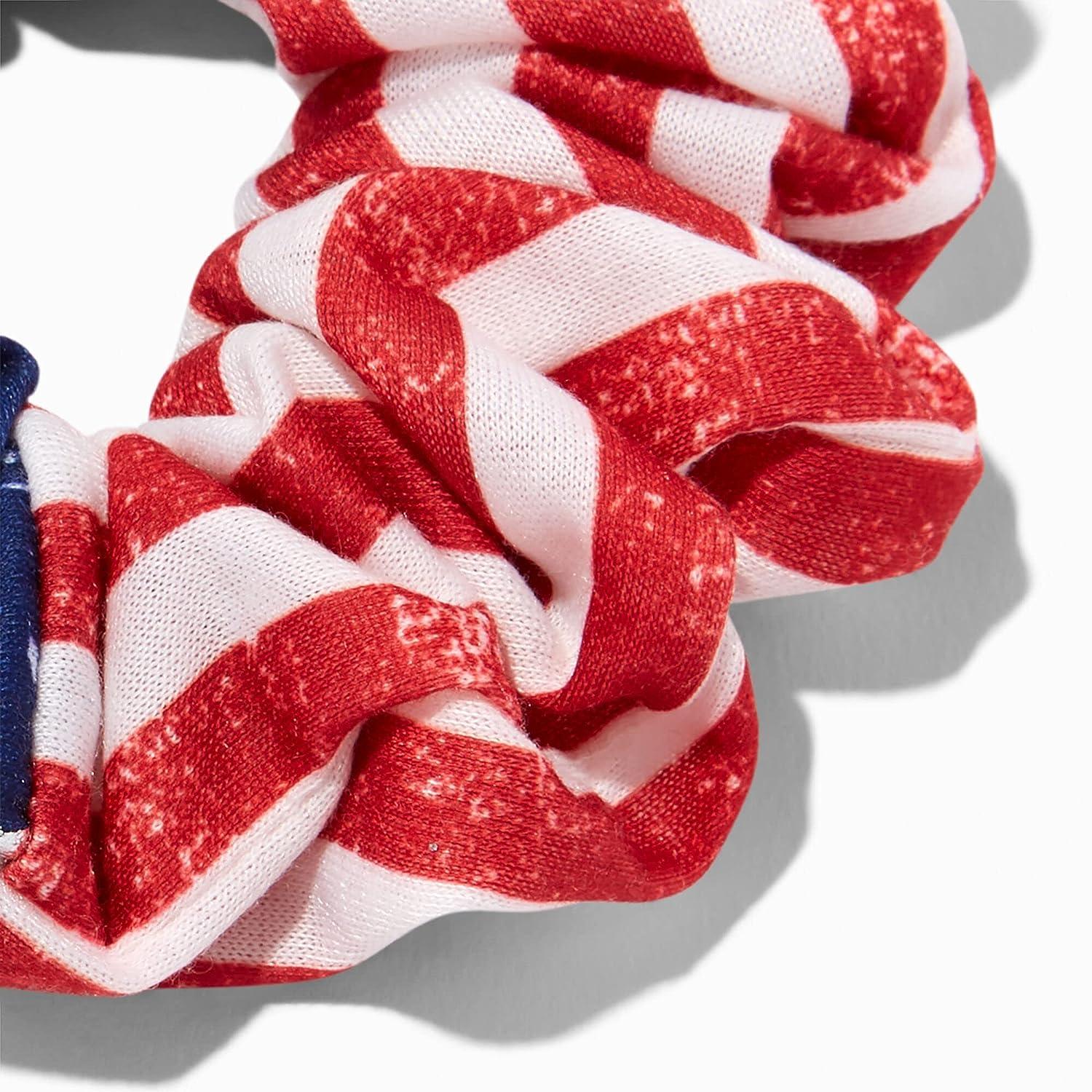 Claire's Patriotic Red, White, and Blue Flag Glitter Scrunchie ...