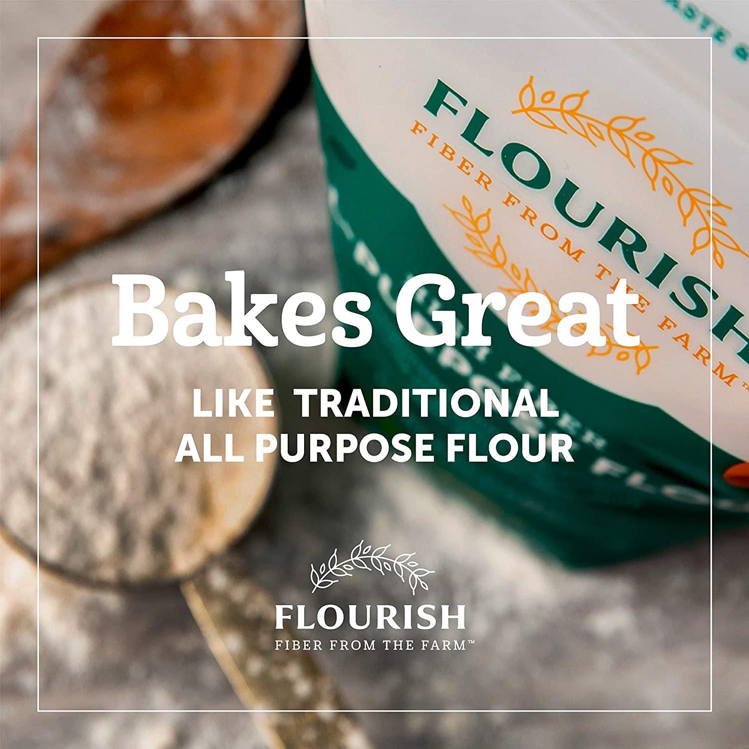 Flourish Fiber from The Farm - High Fiber/Low Carb Unbleached All Purpose Flour 5 lbs - Pack of ...