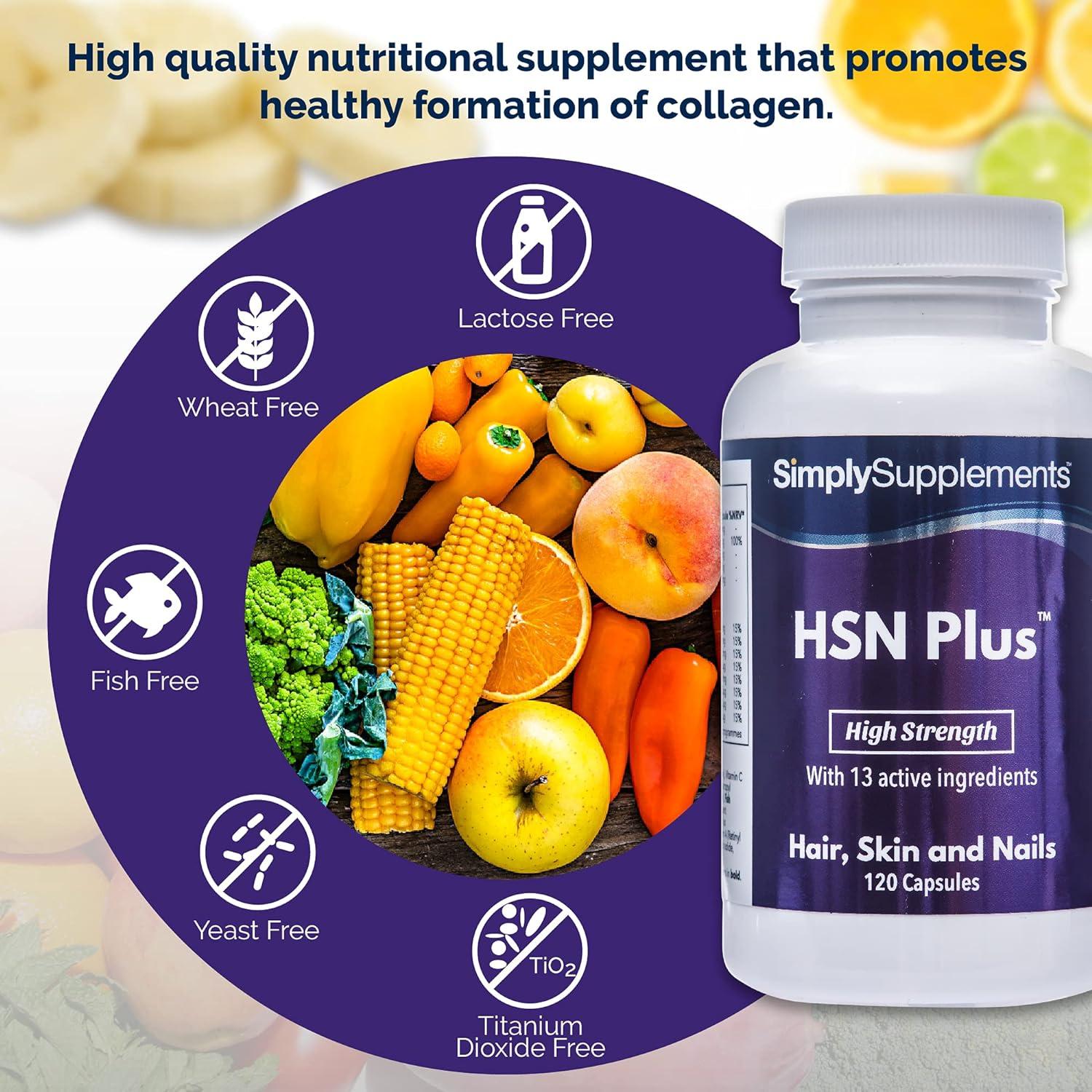 Hair Skin & Nails Plus | 120 Capsules with MSM & Collagen | Made in UK ...