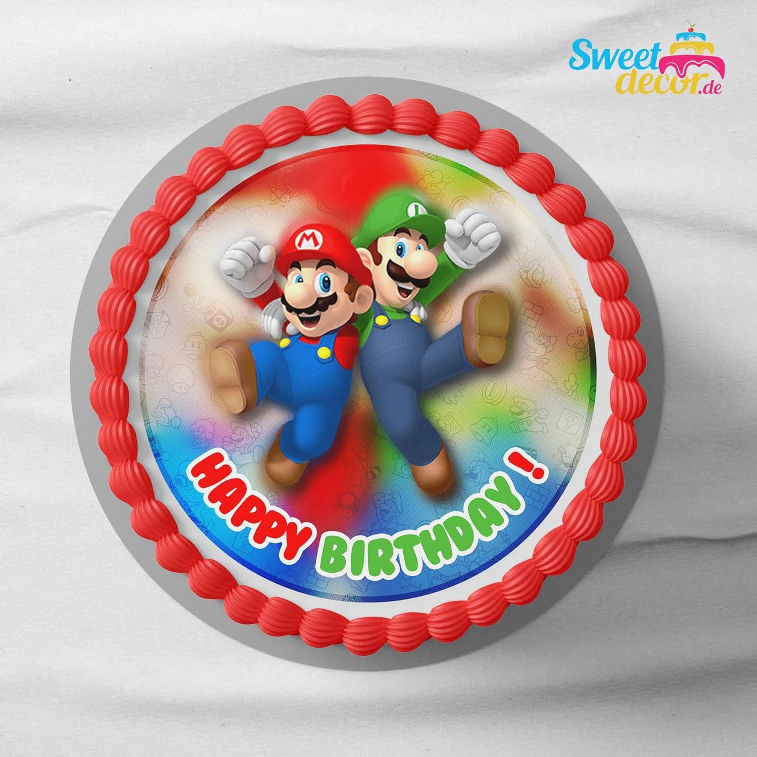 Super Mario Edible Cake Topper - Fondant Birthday Decoration 20cm ...