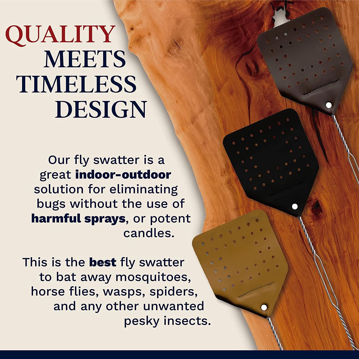 Hope Woodworking Leather Fly Swatter Set (1 Pack) 17 Amish-Made Fly ...