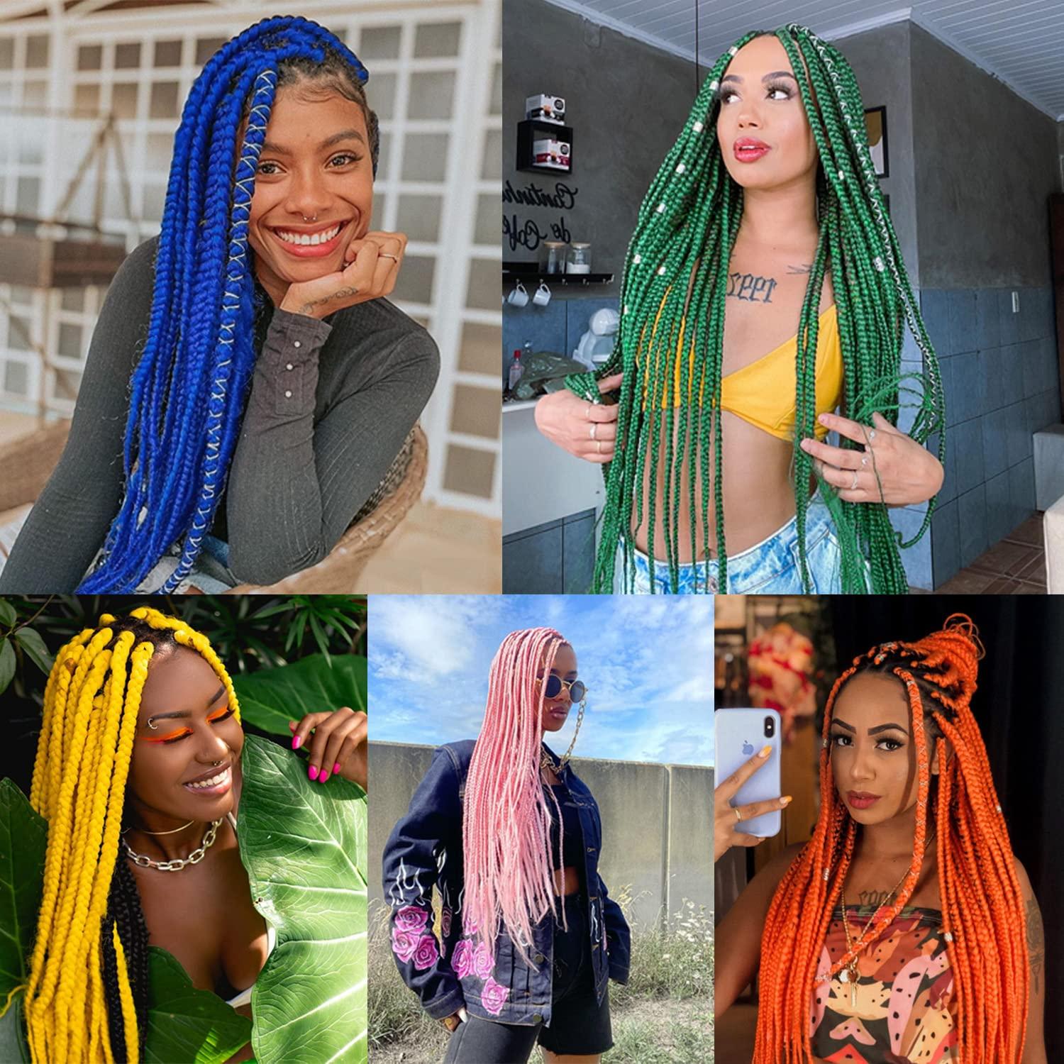 Leeven Azure Blue Pre Stretched Braiding Hair 26 Inch 2 Pack - Dark ...