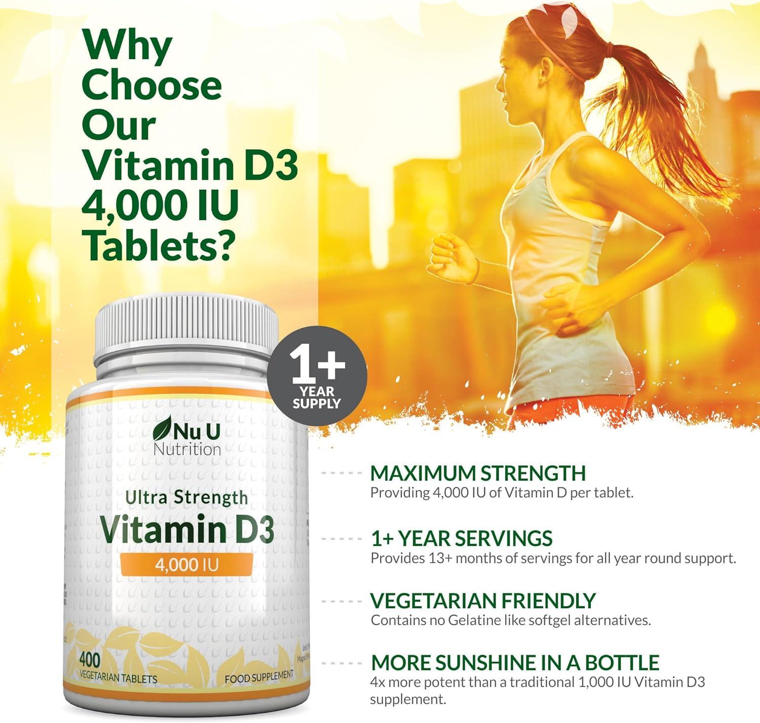 Vitamin D3 4000 IU - 400 Vegetarian Micro Tablets - High Strength ...