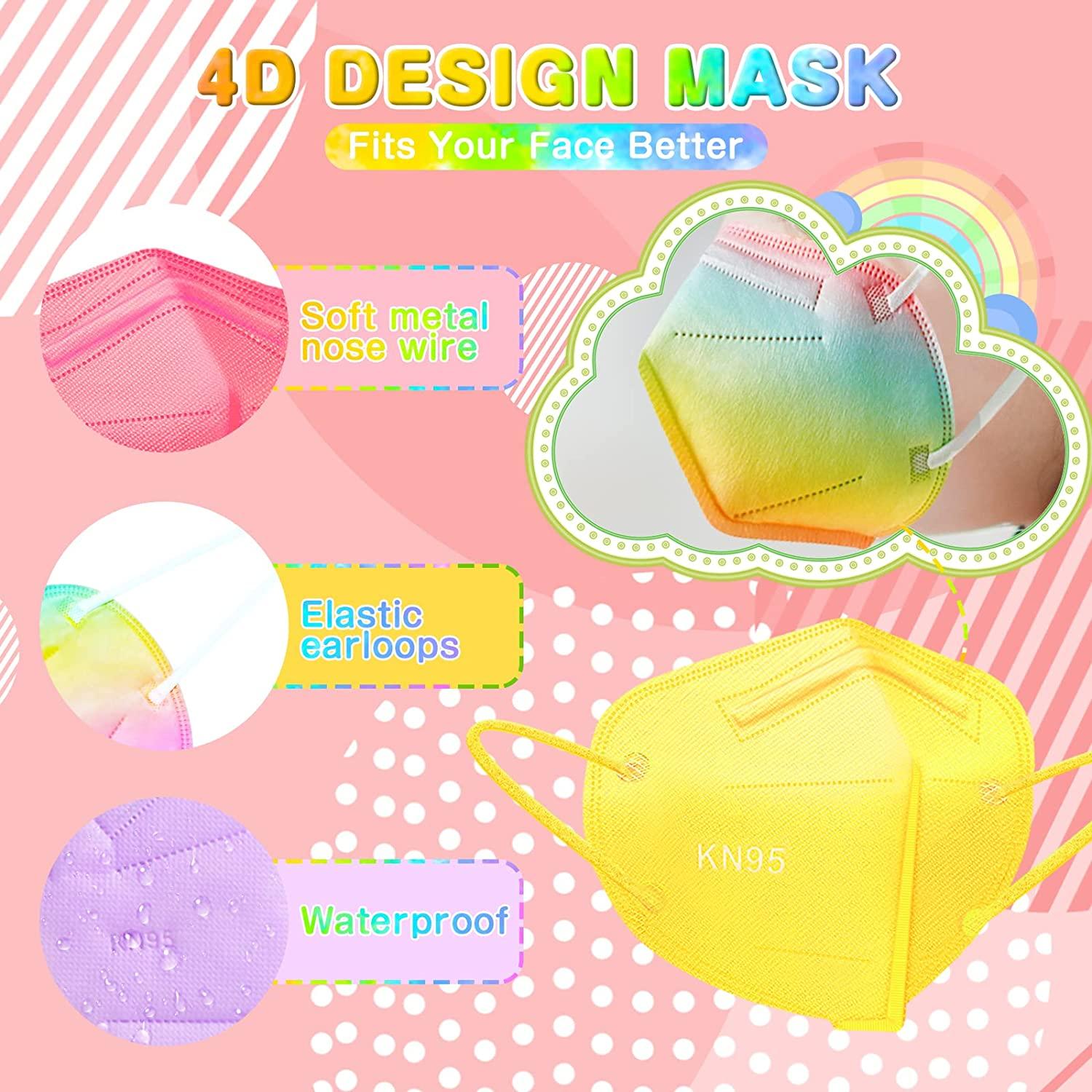 Kids KN95 Masks - Small Size 25 Pack - Colorful Cute Face Masks for ...
