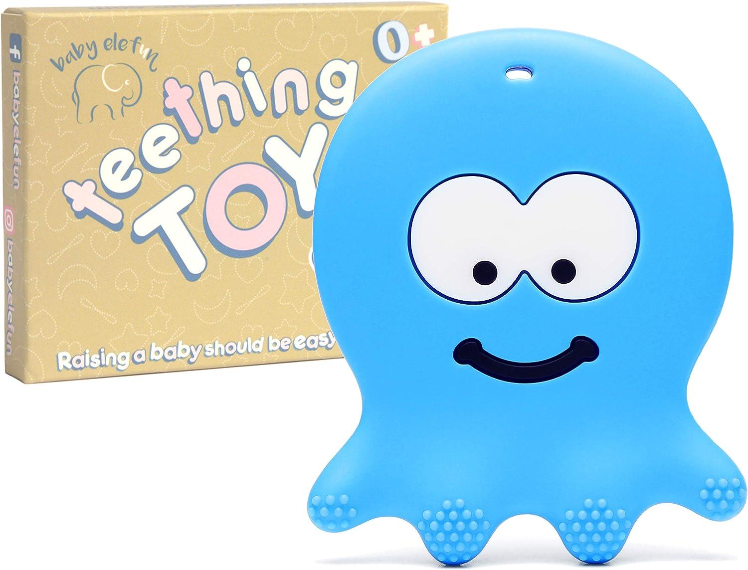 Blue Octopus Teething Toy for Boys - BPA Free Silicone - Easy to Hold ...