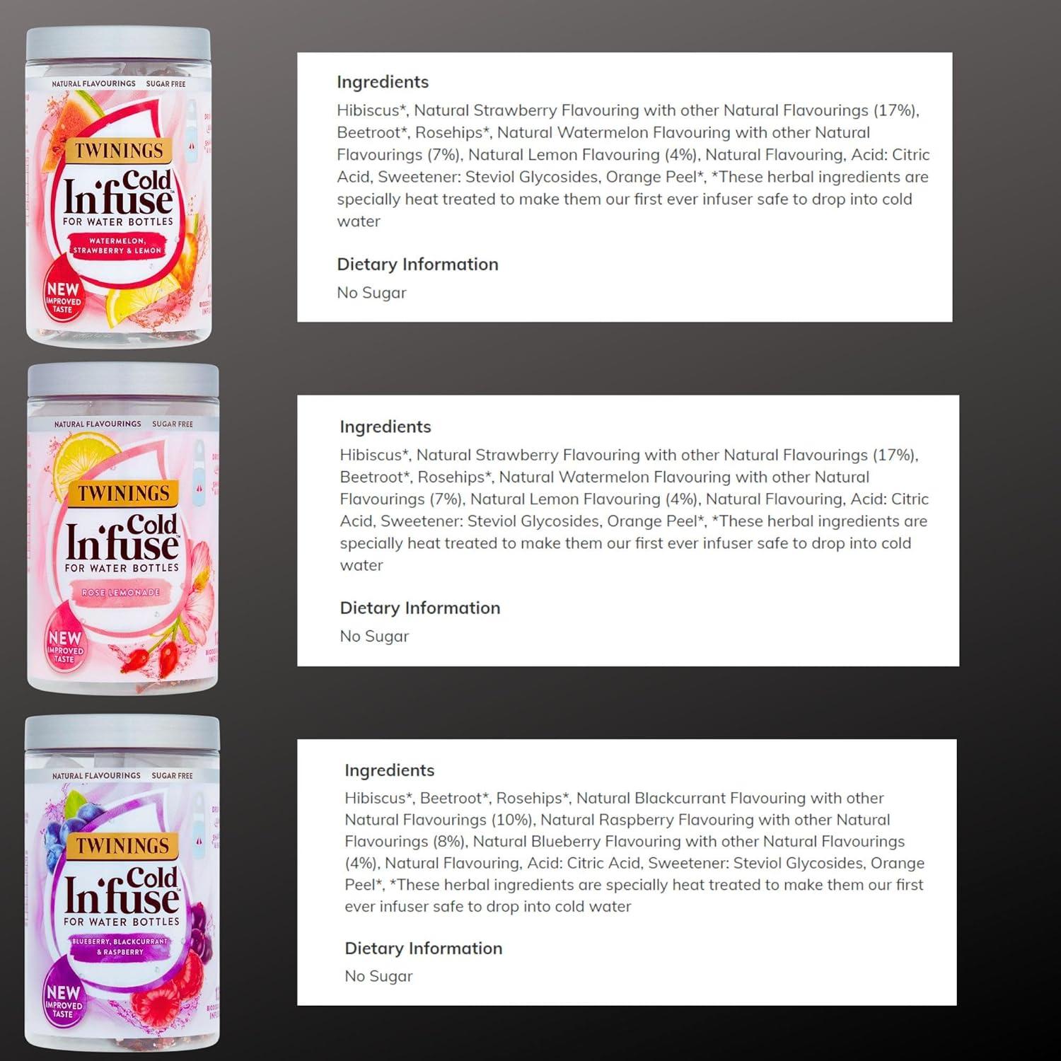 Twinings Cold Infuse Selection 36 Infusers | 3 Flavours | Water ...