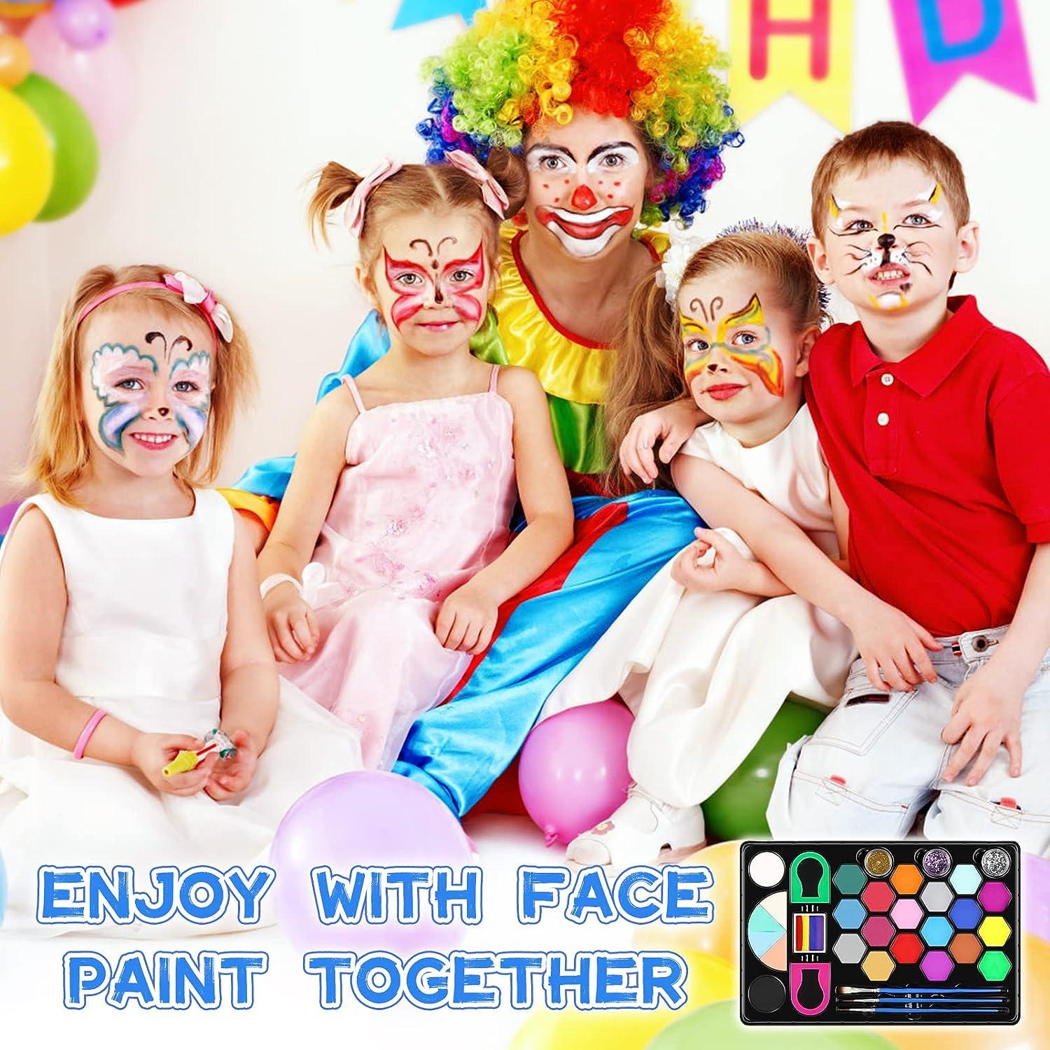 40-Piece Kids Face Paint Kit | 20 Colors with Stickers, Brushes ...