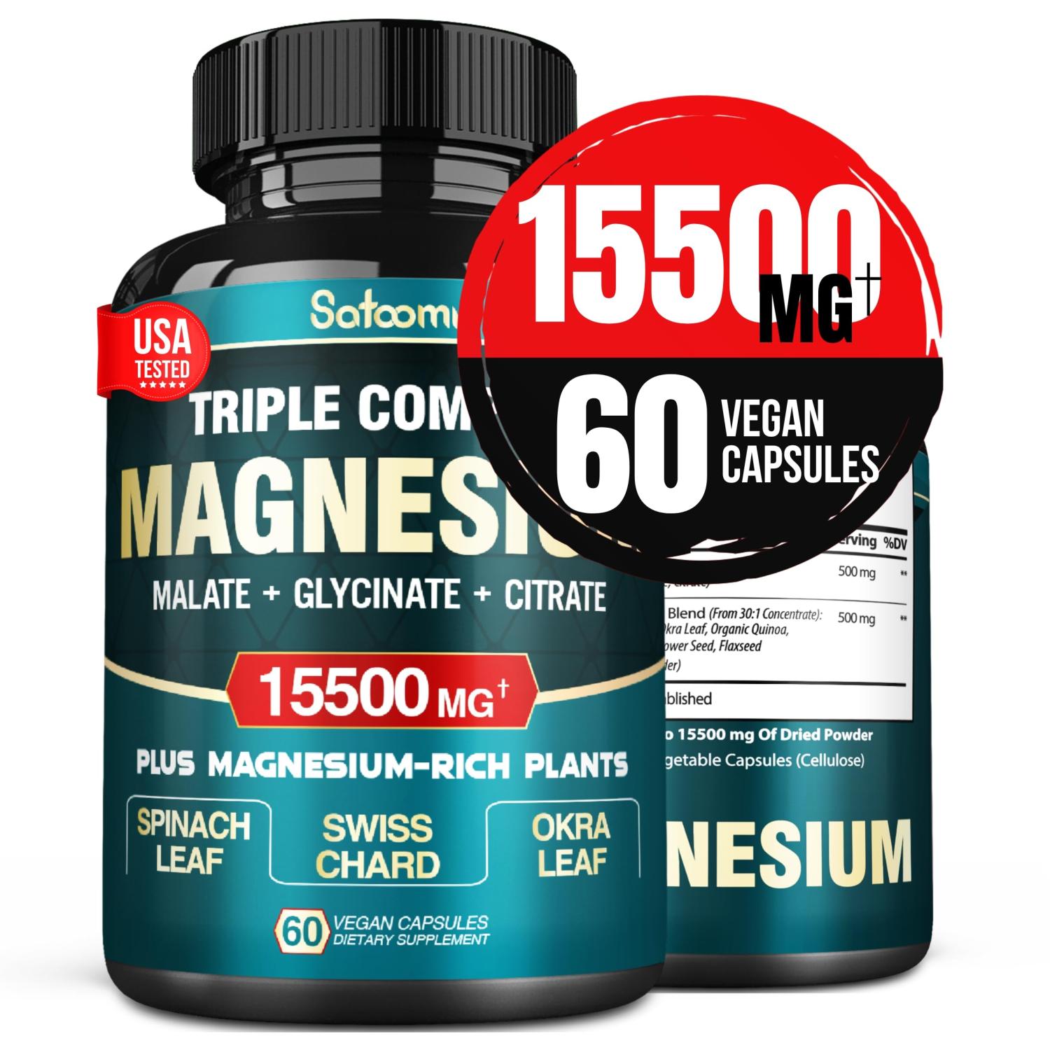 Triple Magnesium Complex Supplement - 15500mg High Concentration with ...