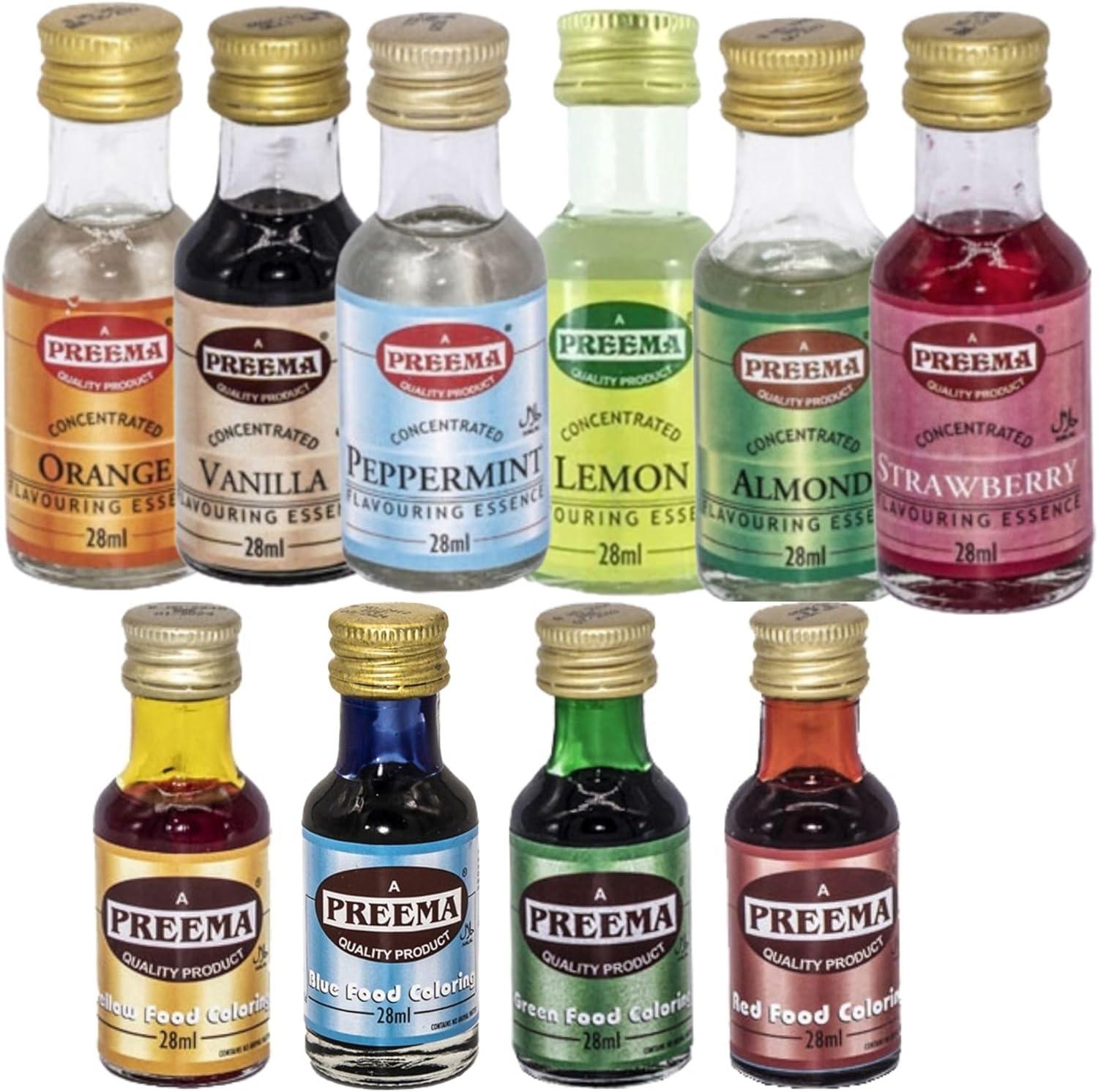 Food Flavouring Essence and Food Colour Bundle Containing 6 Preema Food ...
