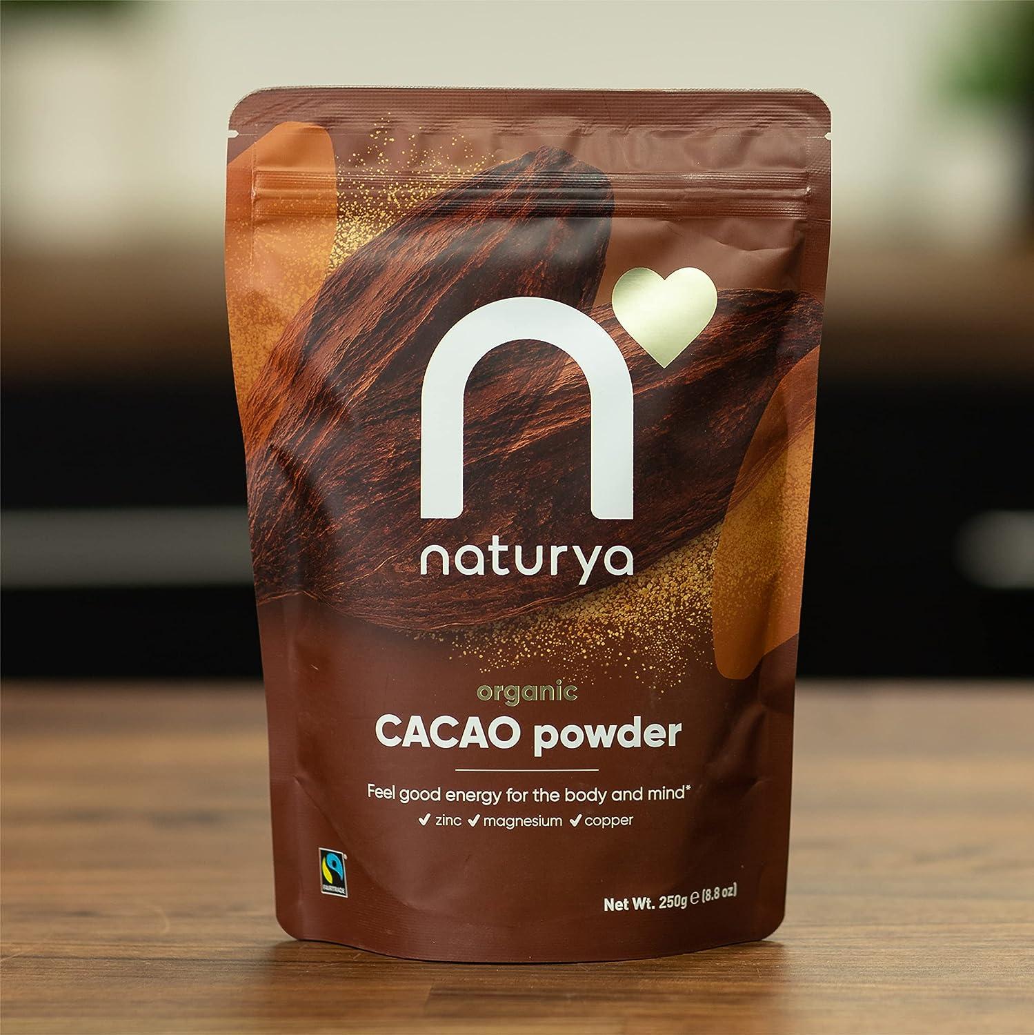 Naturya Fairtrade Organic Cacao Powder 250g - Premium Quality Superfood ...