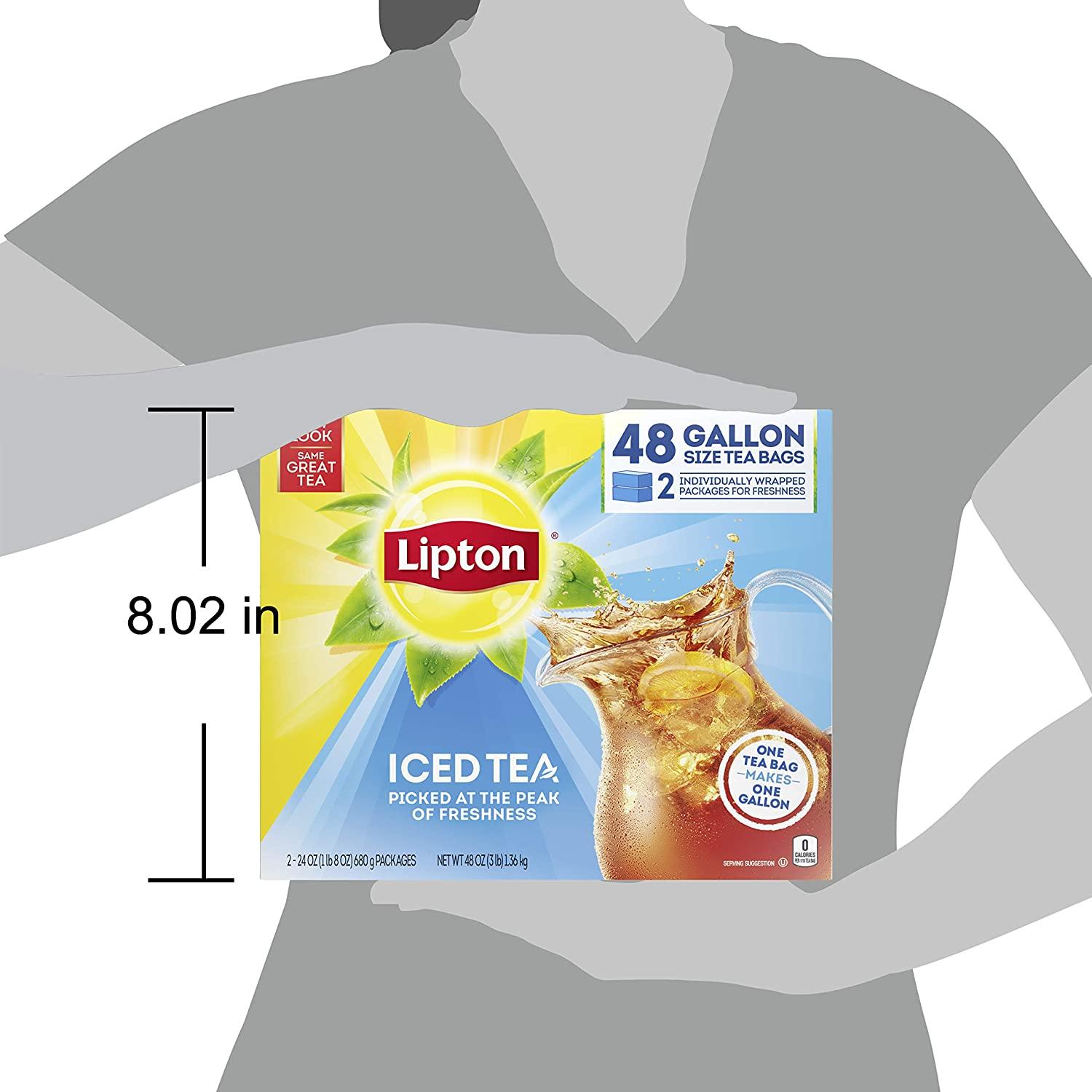 Lipton Gallon-Sized Unsweetened Black Iced Tea Bags - 48 Count Pack for ...