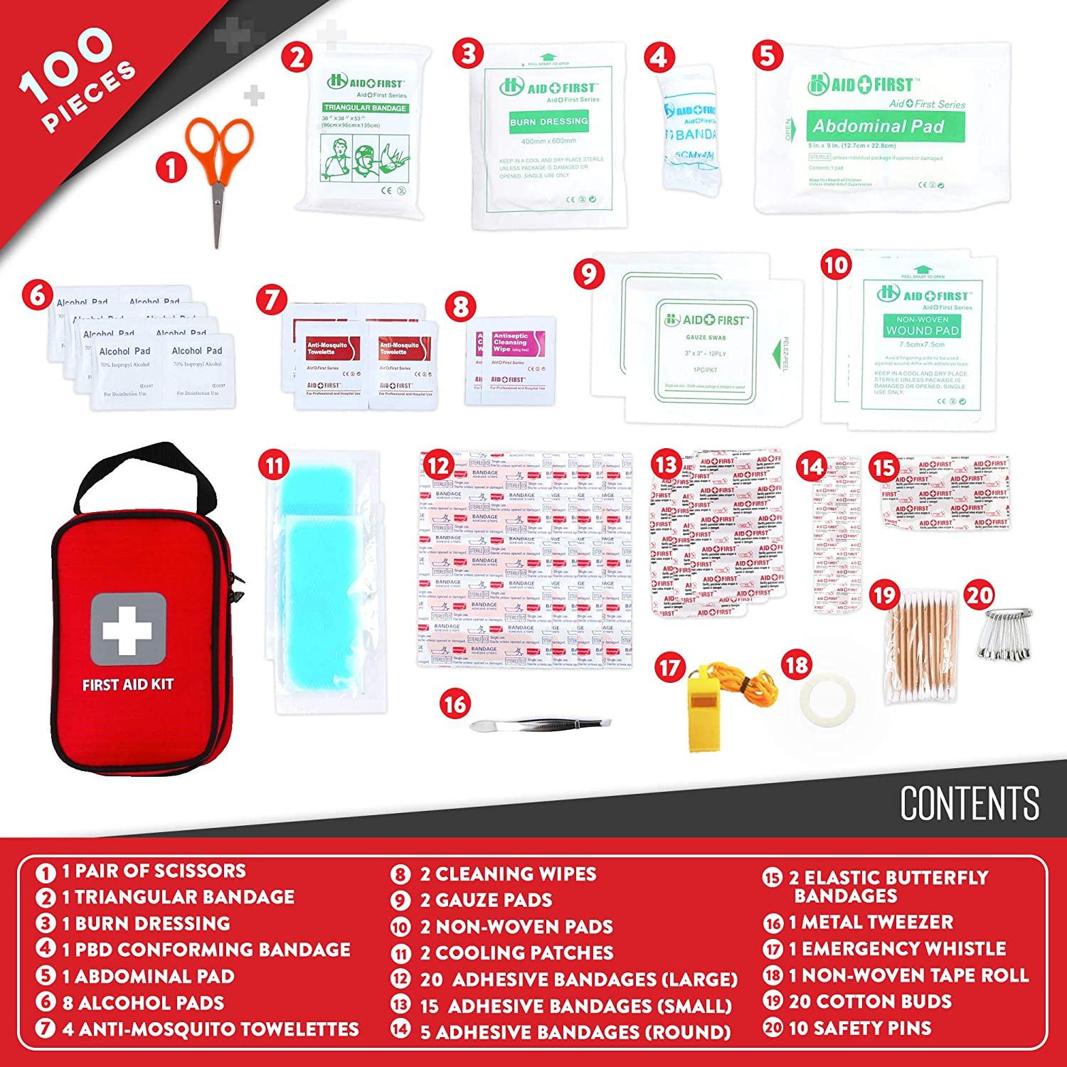 Thrive First Aid Kit - 100 Piece Emergency Medical Supplies Bag for Car ...