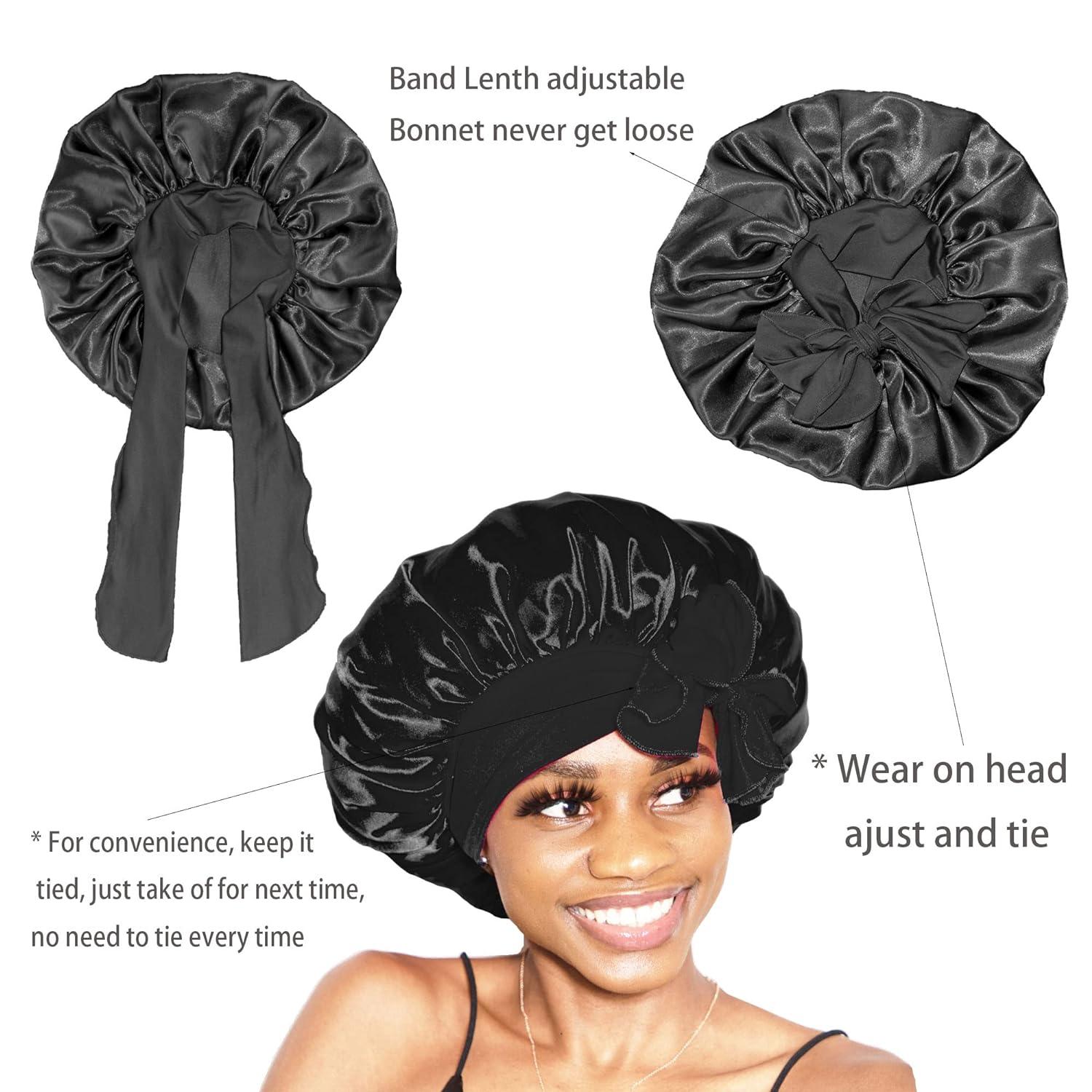 Queen Silk Bonnet for Sleeping - Adjustable Hair Wrap Cap for Men and ...