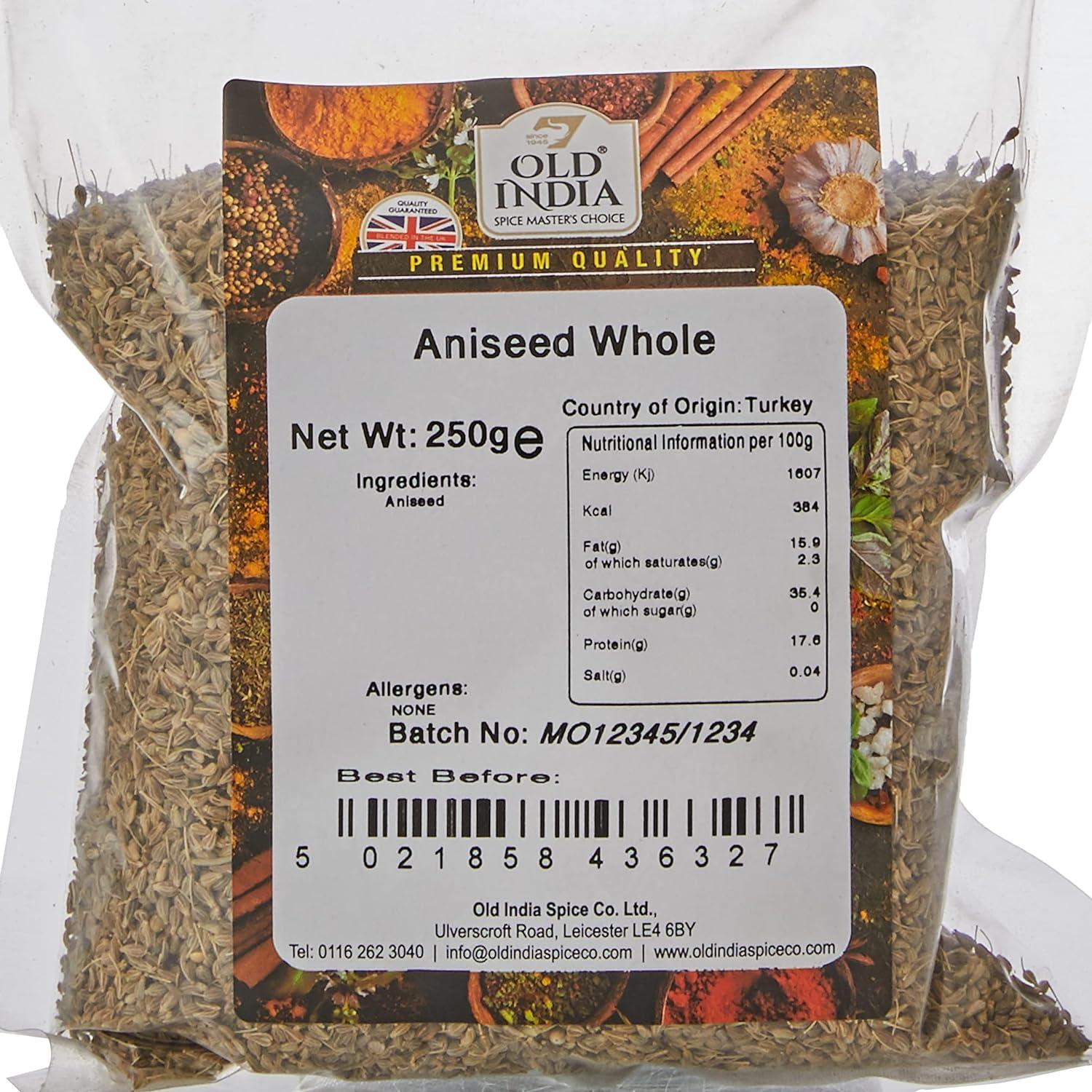 Old India Aniseed Whole 250g - Premium Quality Spice for Cooking and Baking