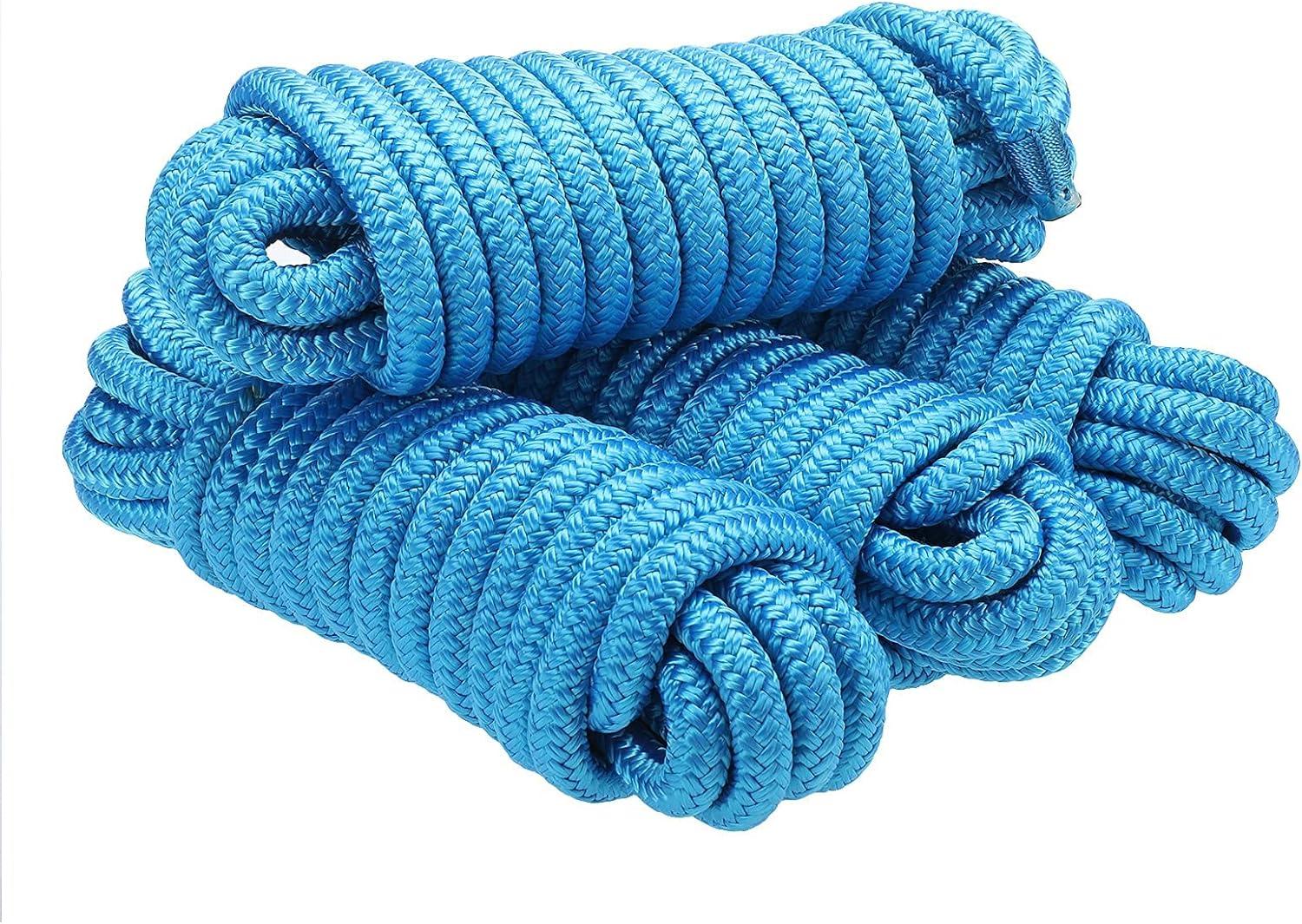 SearQing Marine Grade Dock Lines 4-Pack - 1/2 x 15' Double Braid Nylon ...