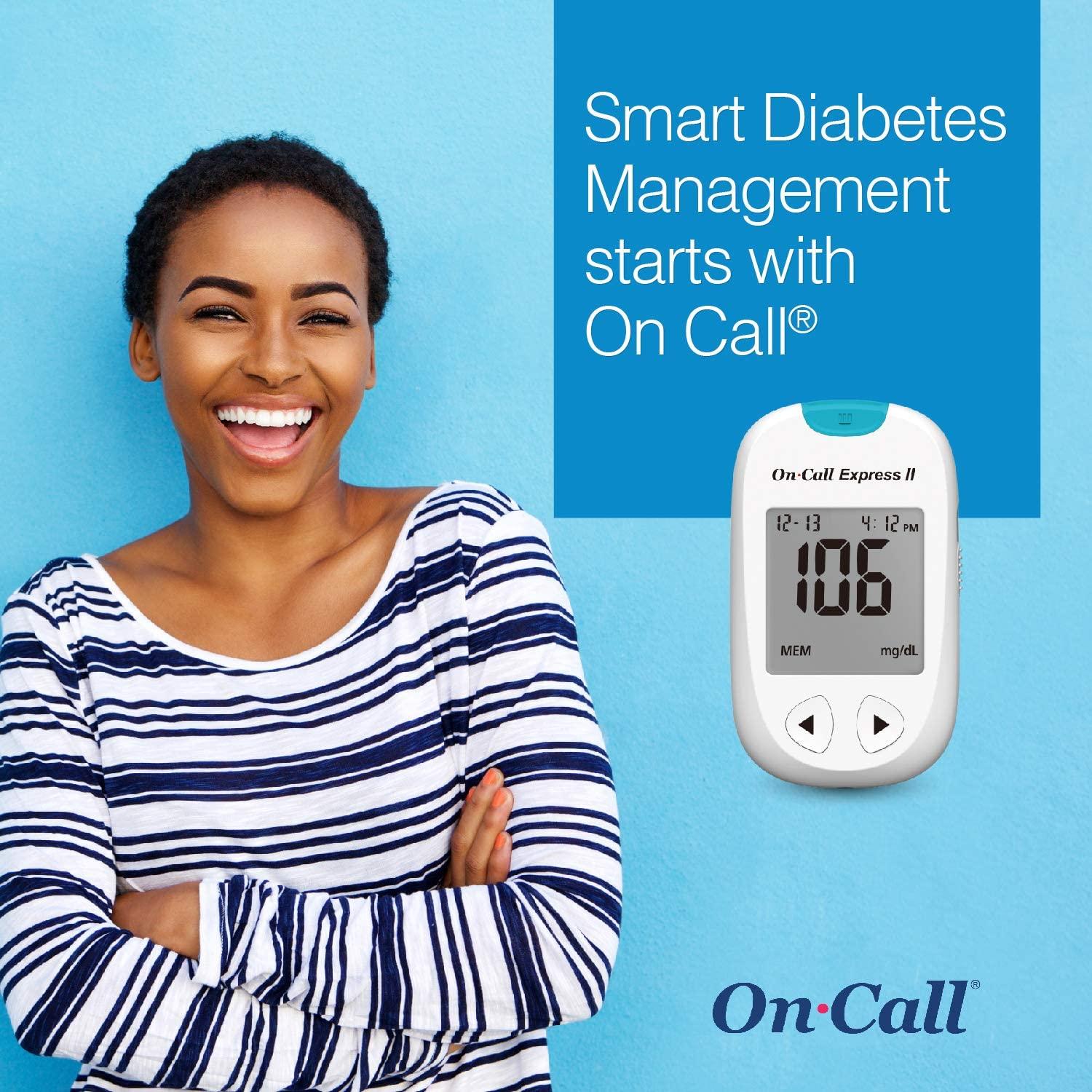 Diabetes Testing Kit: On Call Express II Blood Glucose Meter + 100 Test ...