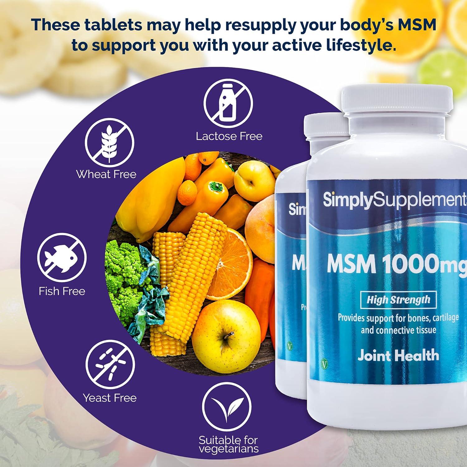 MSM 1000mg Tablets - Super High Strength Formula | 360 Tablets - 6 ...