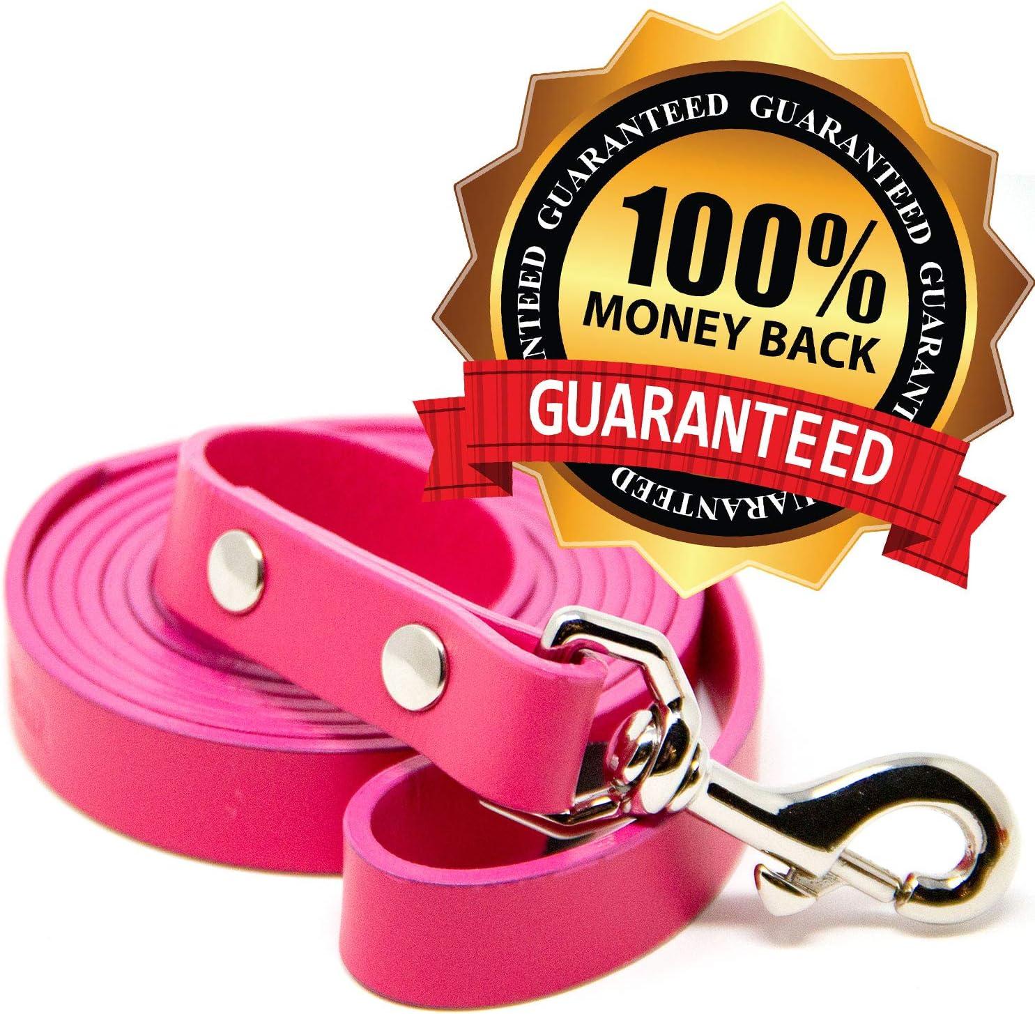 Logical Leather 6ft Heavy Duty Full Grain Leather Dog Leash - Pink ...