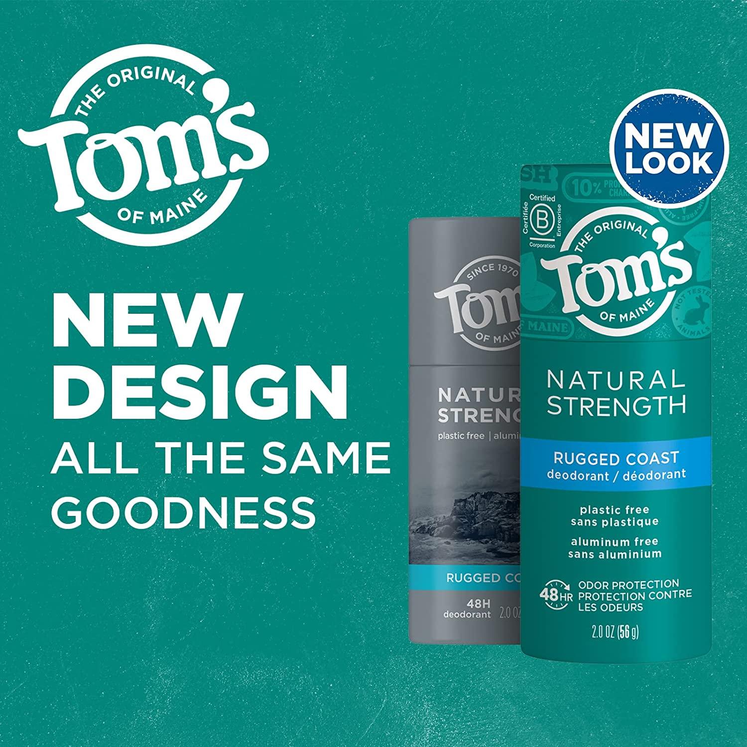 Tom's of Maine Natural Deodorant for Men - Rugged Coast, Plastic-Free ...