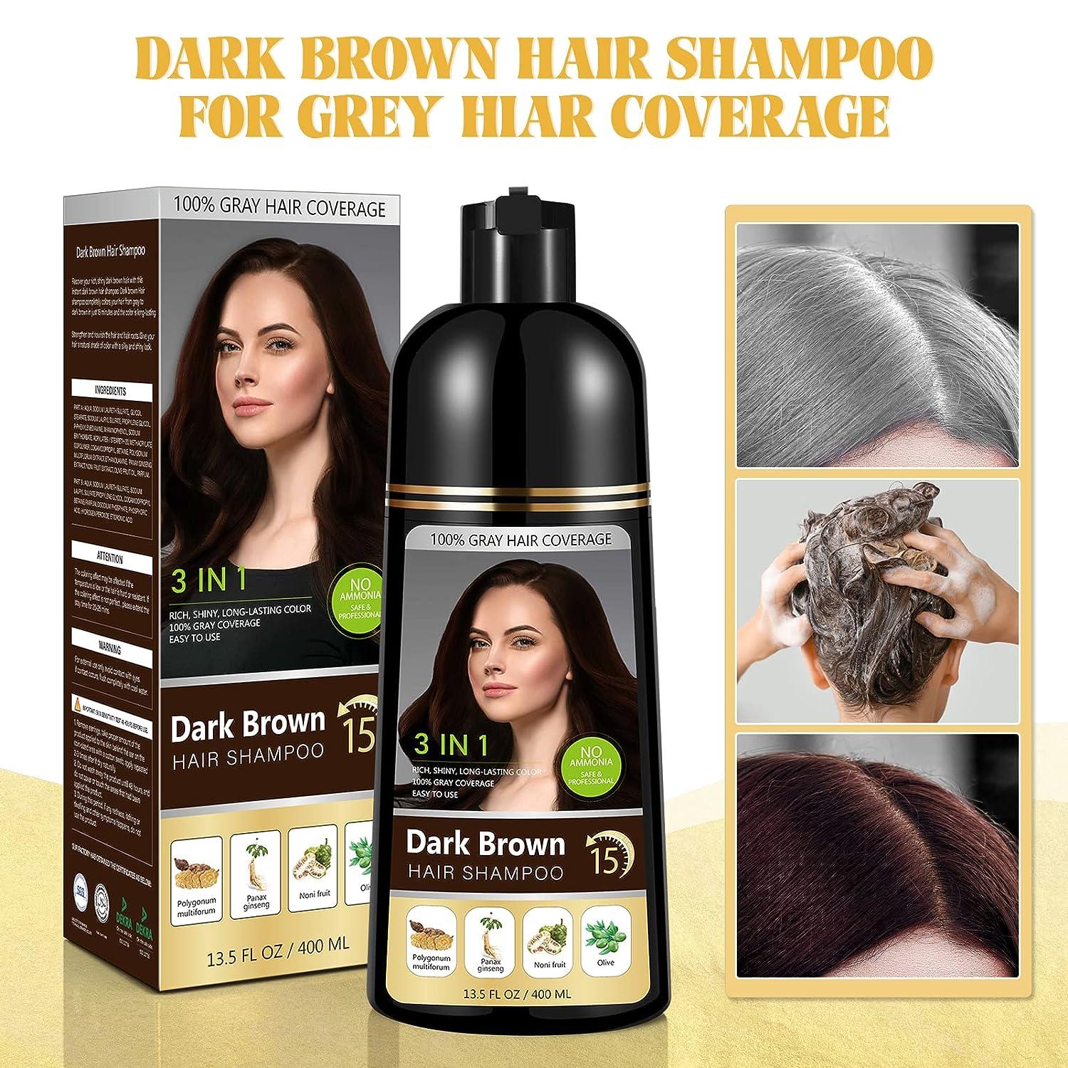 YourTone Natural Dark Brown Hair Color Shampoo | Hair Dye 3 in 1 for ...
