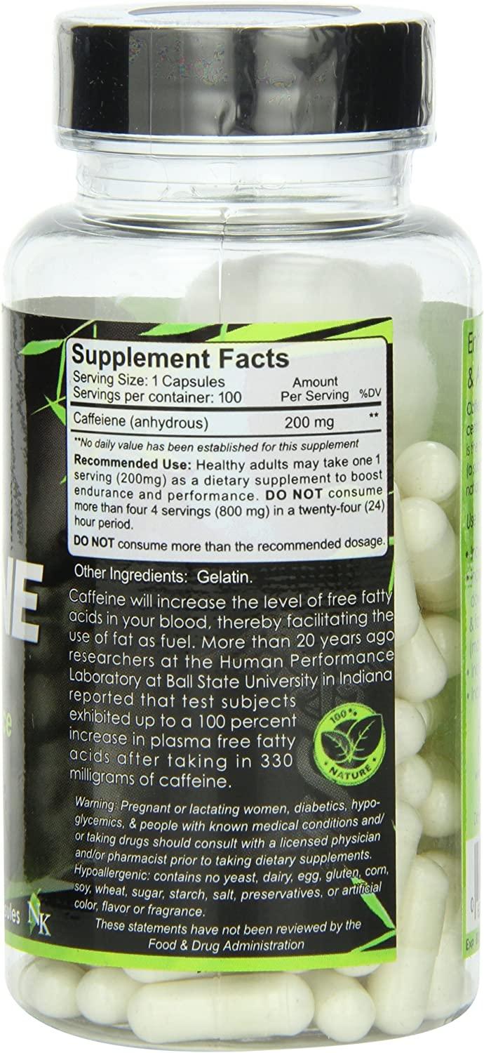 Nutrakey Caffeine Capsules - 100 Fast-Acting Energy Boosting Pills ...