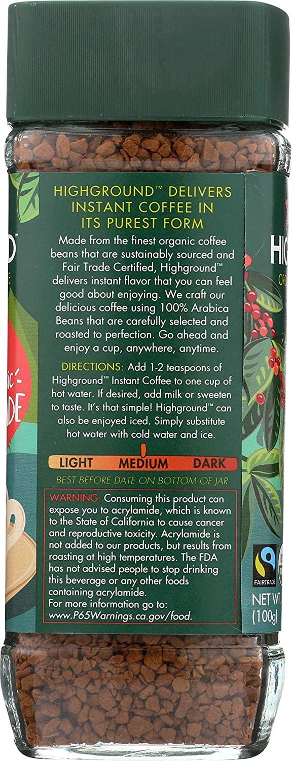 Highground Organic Instant Decaf Coffee - 3.53 Oz | Premium Decaf Brew ...
